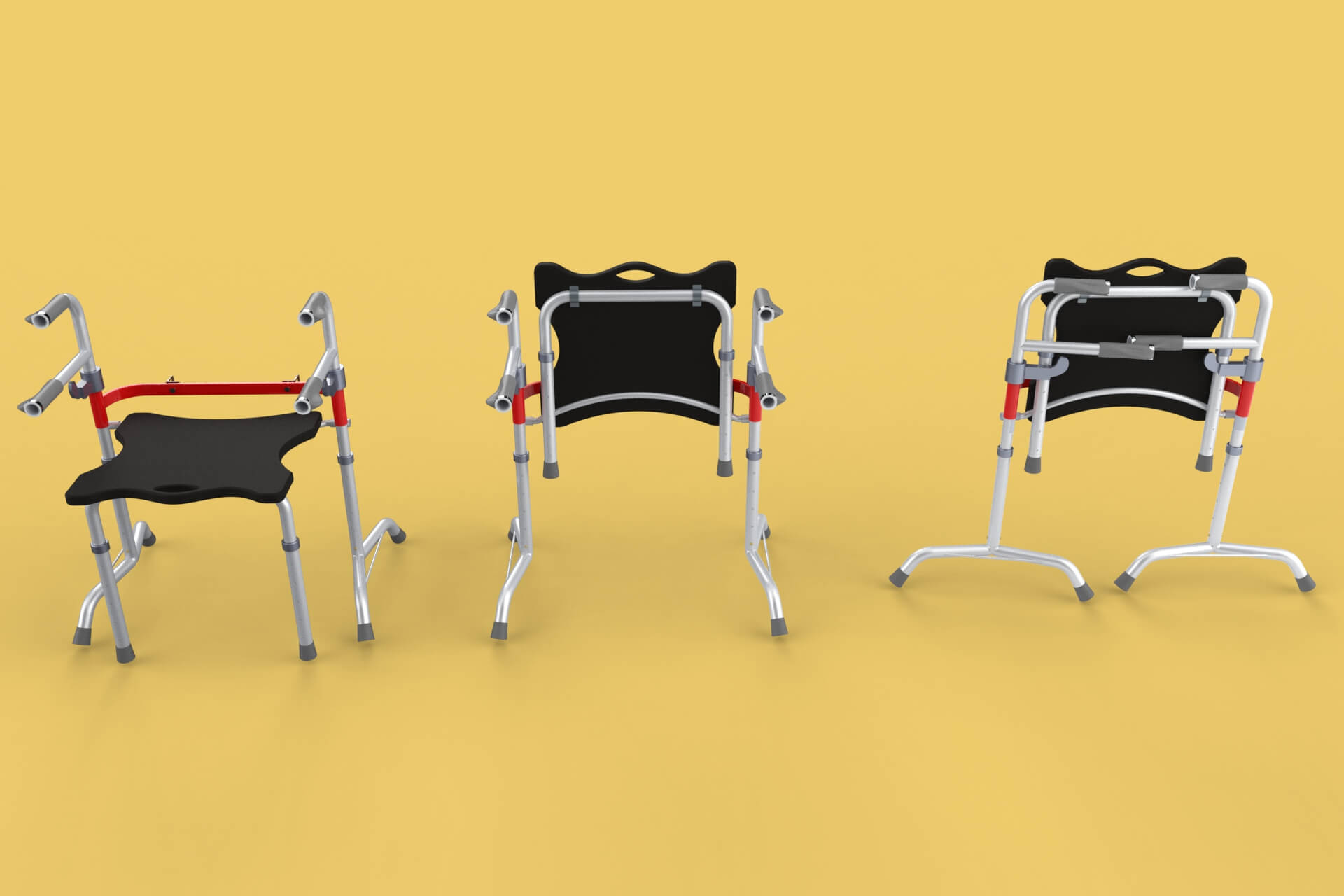 Folding Walking Frame Seat Foldable Walker Chair Stand Aids - 3D Model ...