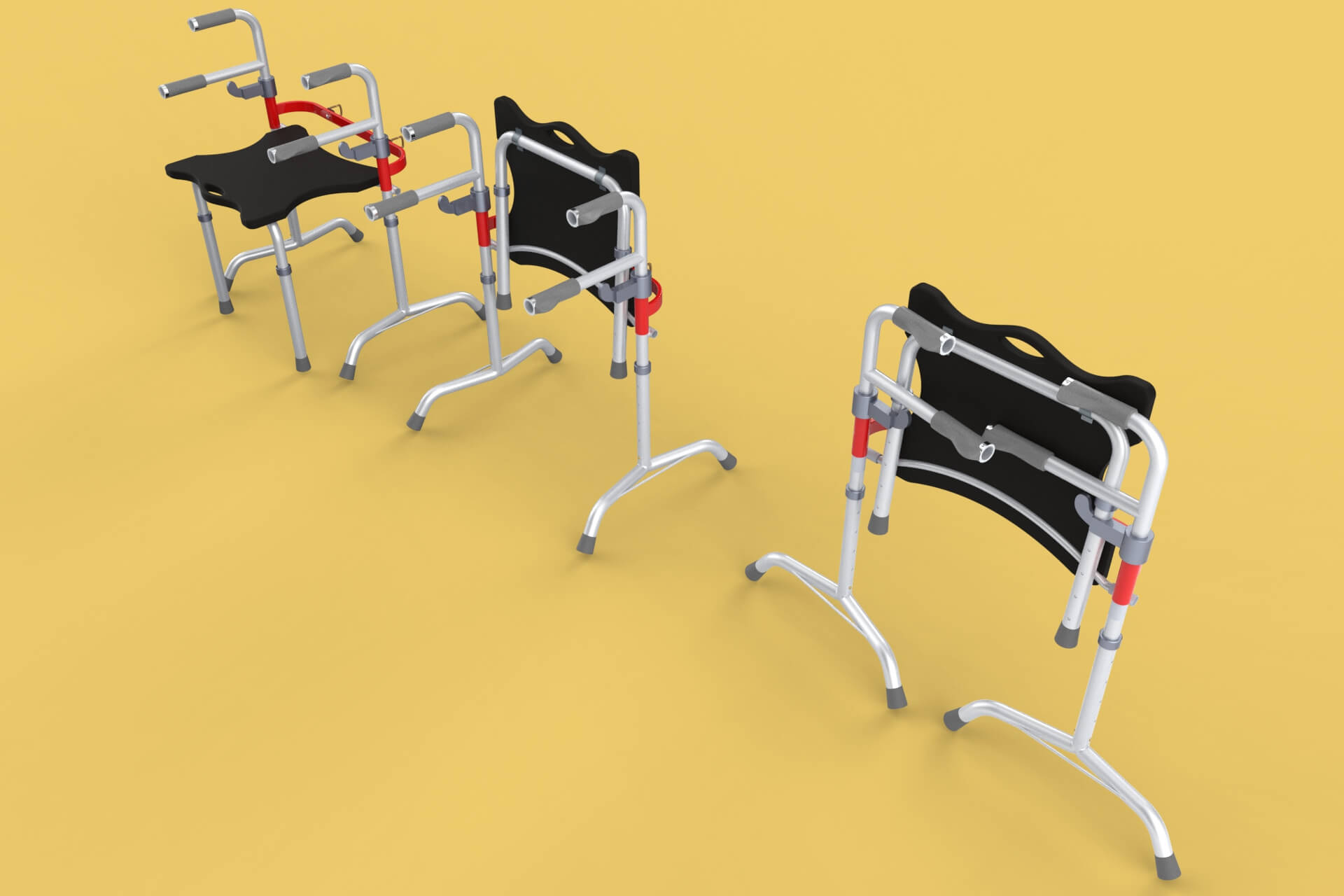 Folding Walking Frame Seat Foldable Walker Chair Stand Aids - 3D Model ...