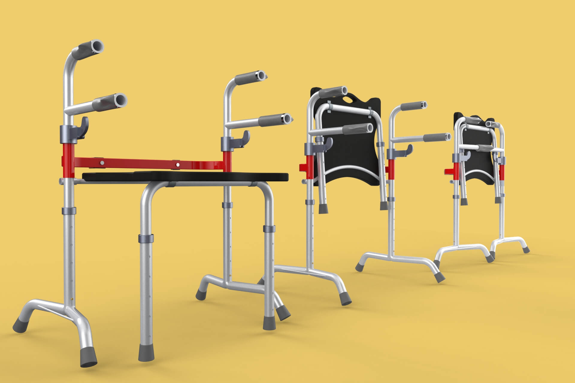 Folding Walking Frame Seat Foldable Walker Chair Stand Aids - 3D Model ...