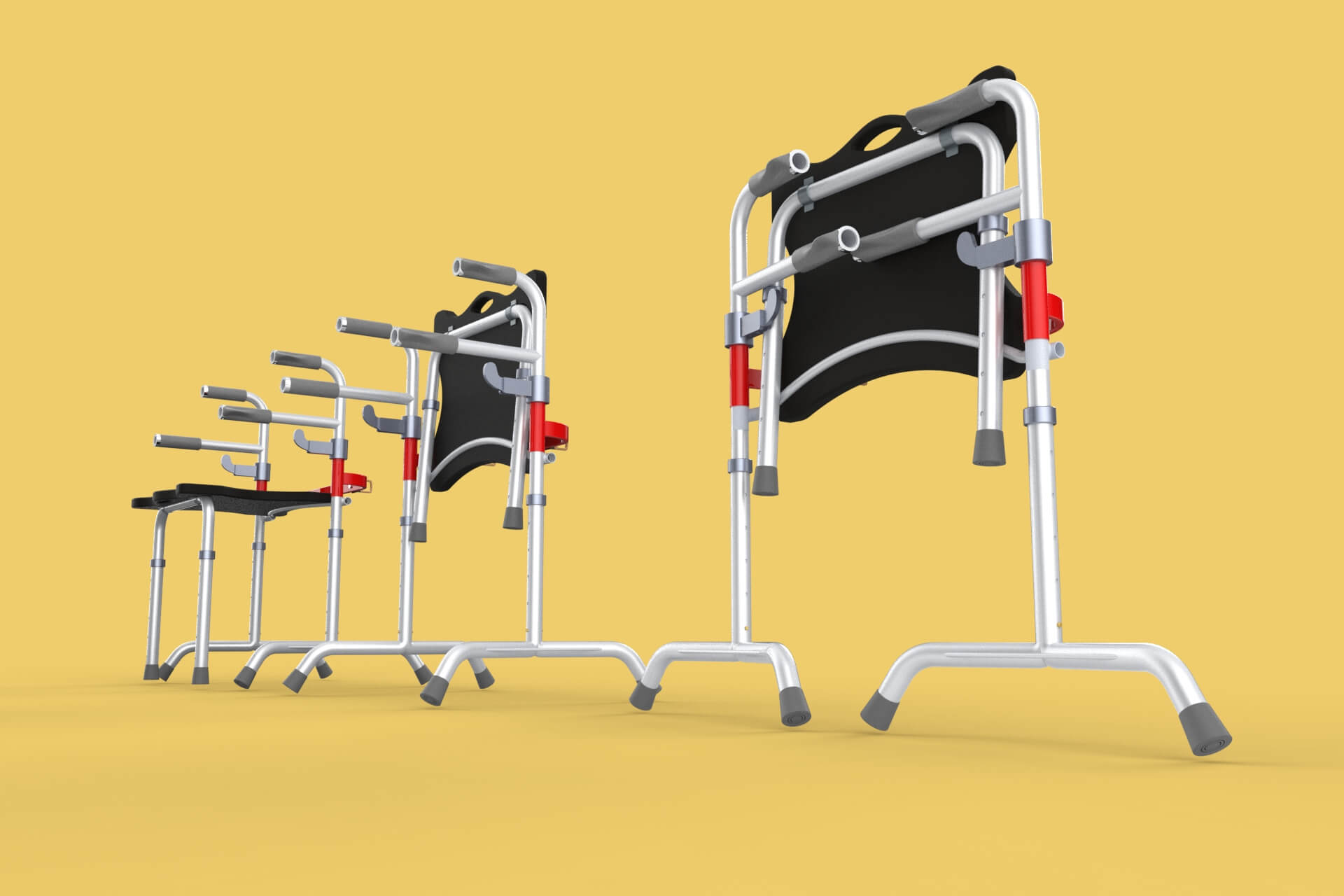 Folding Walking Frame Seat Foldable Walker Chair Stand Aids - 3D Model ...