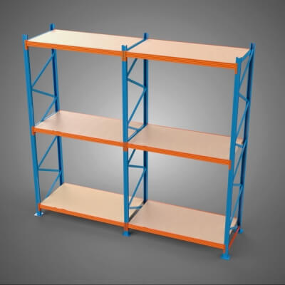 Frame Shelf Wood Steel Warehouse Metal Shelves Storage Rack - 3D Model ...