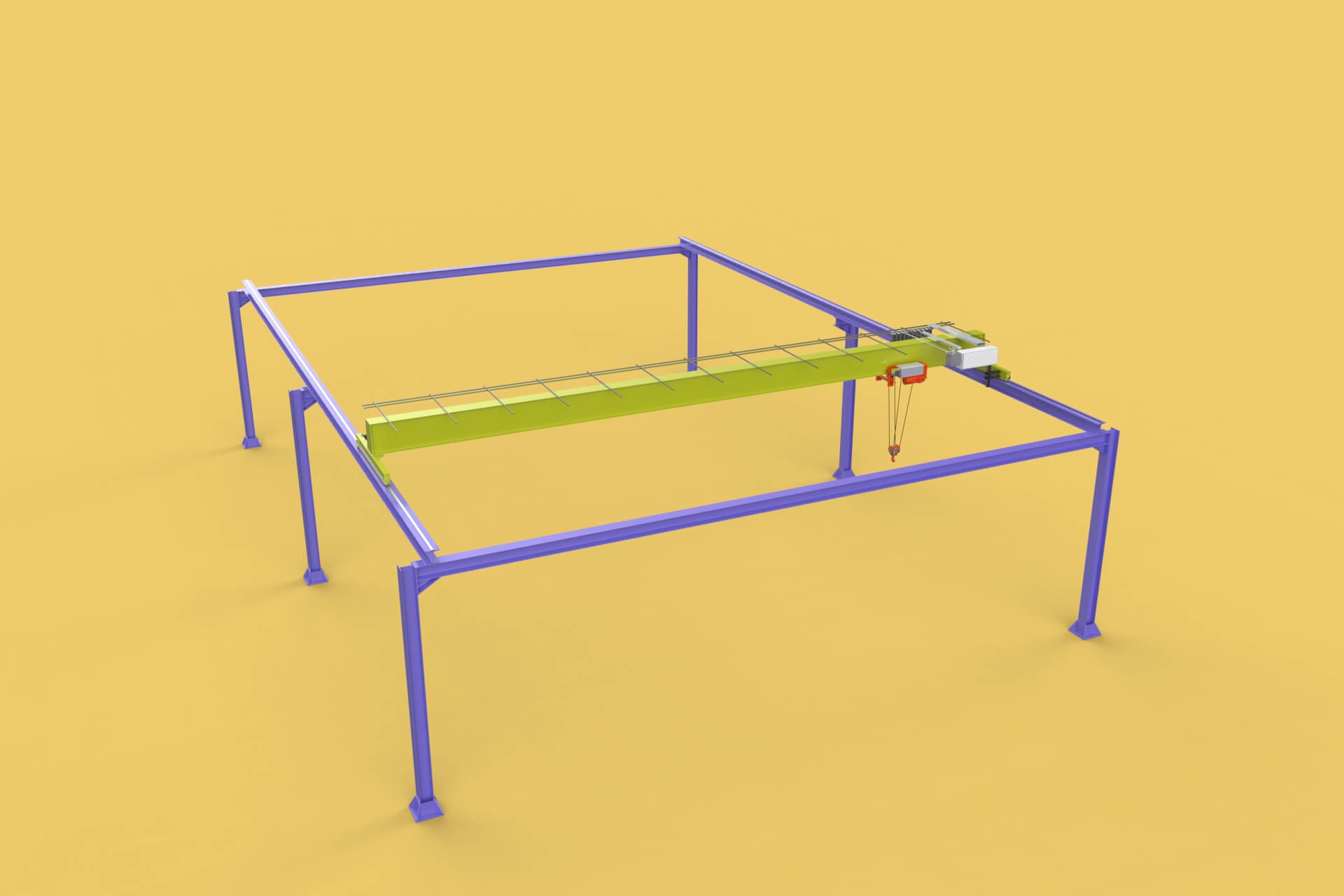 Girder Overhead Bridge Crane Gantry Hoist - 3D Model by surf3d