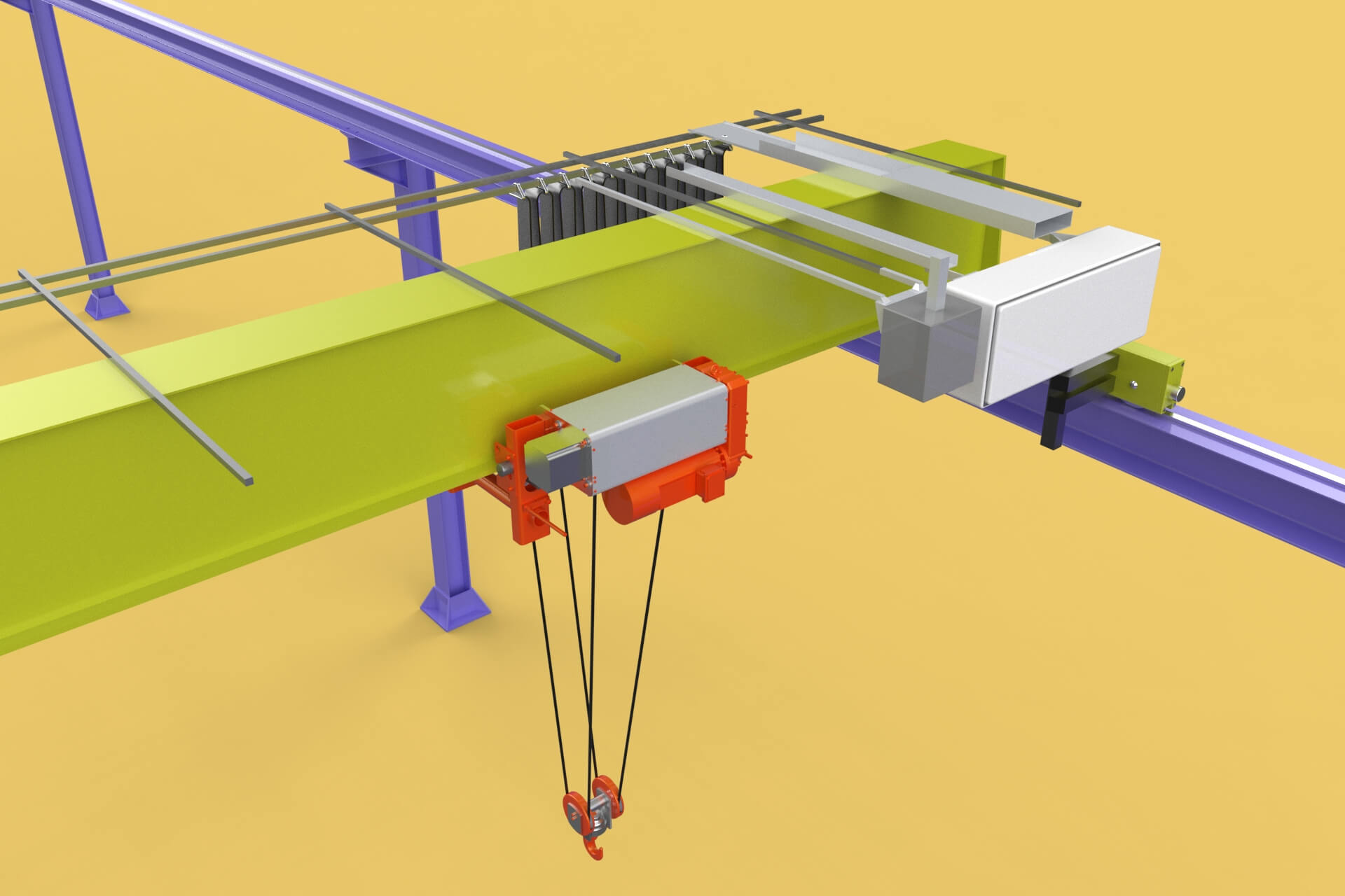 Girder Overhead Bridge Crane Gantry Hoist - 3D Model by surf3d