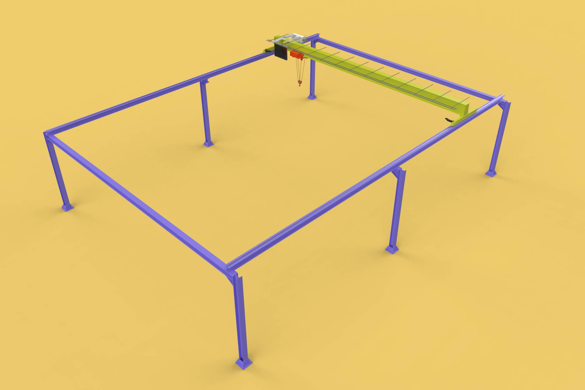 Girder Overhead Bridge Crane Gantry Hoist - 3D Model by surf3d
