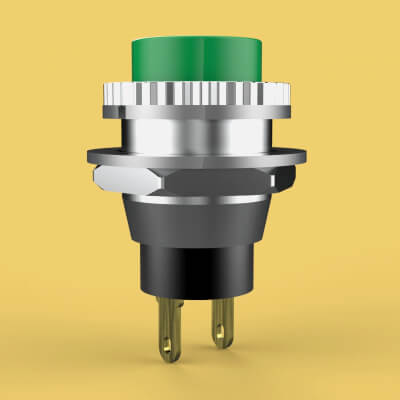 Green Push Button Momentary Self-Reset Small Press Switch 3D by surf3d