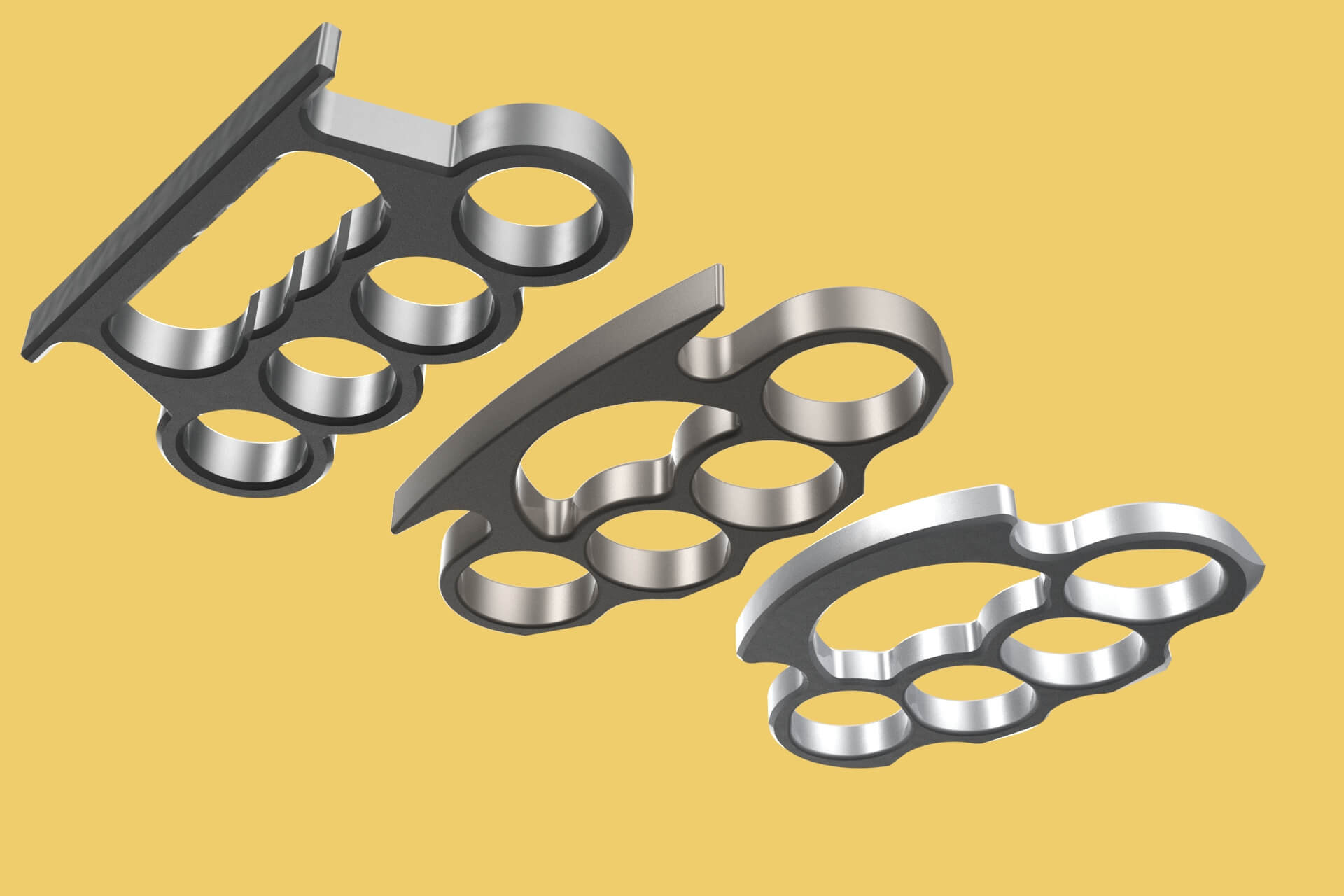 Hand Brass Knuckles Knuckle Duster Self Defense Fist Grip - 3D Model by ...