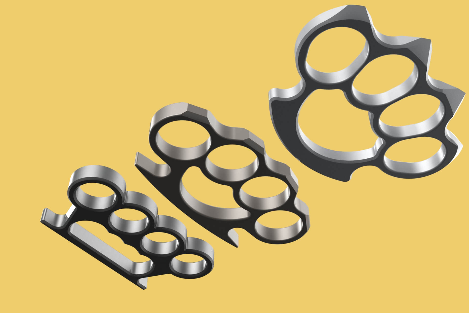 Hand Brass Knuckles Knuckle Duster Self Defense Fist Grip - 3D Model by ...