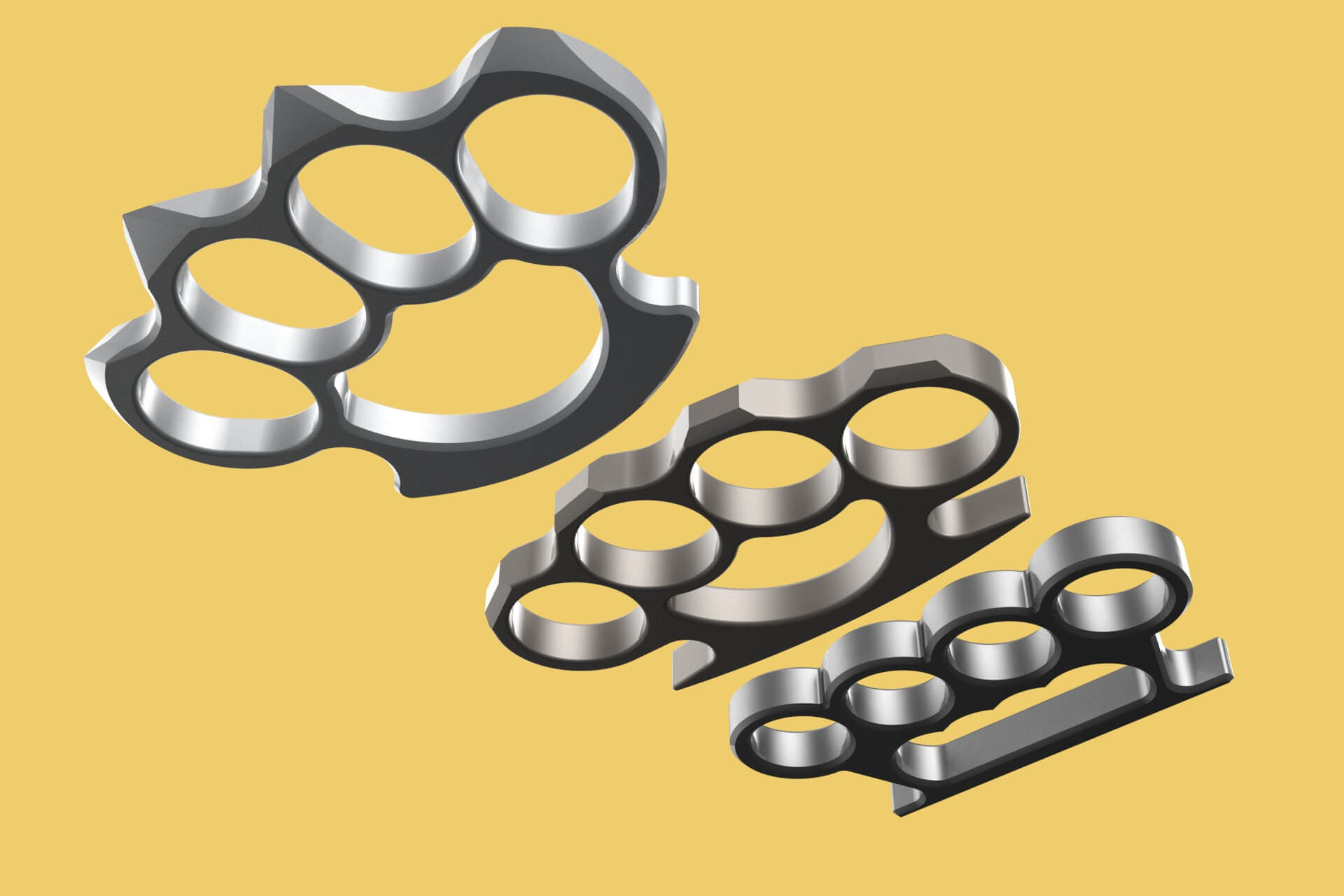 Hand Brass Knuckles Knuckle Duster Self Defense Fist Grip - 3D Model by ...