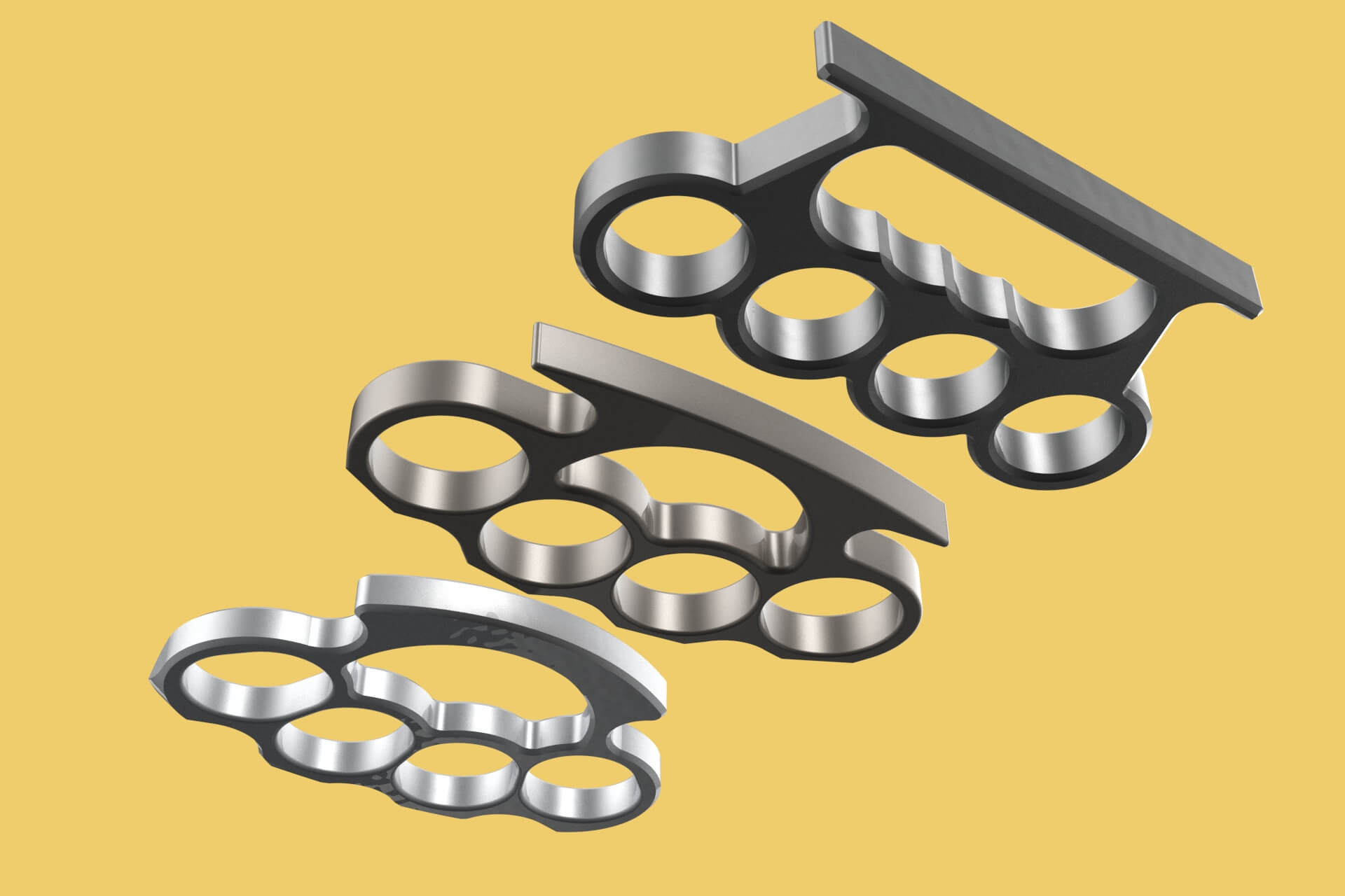 Hand Brass Knuckles Knuckle Duster Self Defense Fist Grip - 3D Model by ...