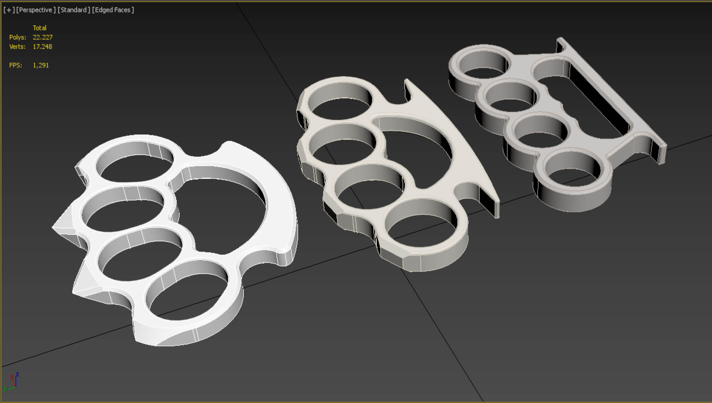 Hand Brass Knuckles Knuckle Duster Self Defense Fist Grip - 3D Model by ...