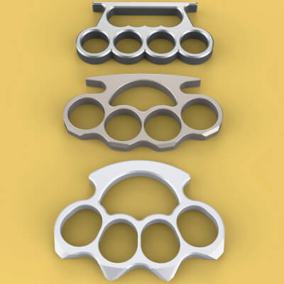 Hand Brass Knuckles Knuckle Duster Self Defense Fist Grip - 3D Model by ...