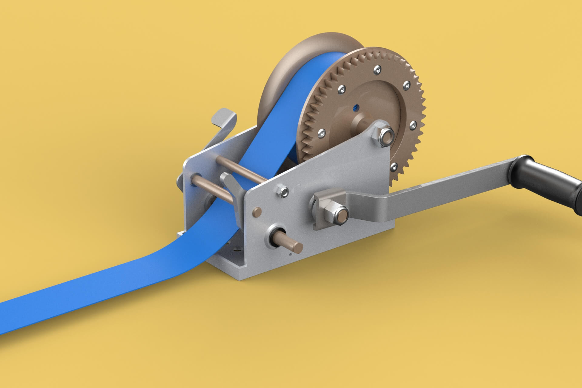 Hand Lever Crank Winches Hoist Belt Webbing Strap Lift Crane - 3D Model ...