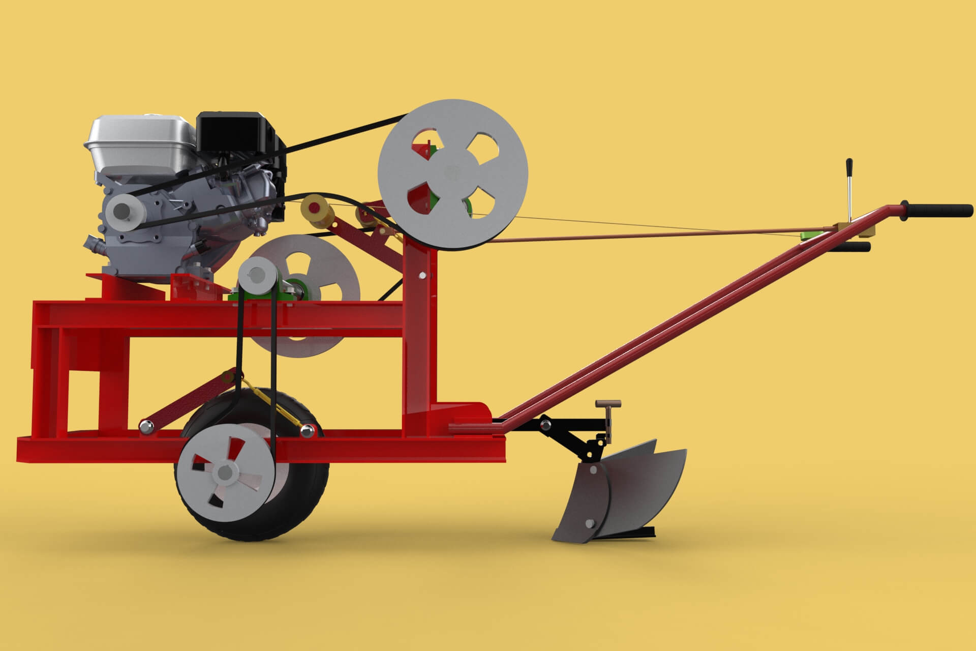 Hand Walking Behind Tractor Moldboard Plow Petrol Engine Diy - 3D Model ...