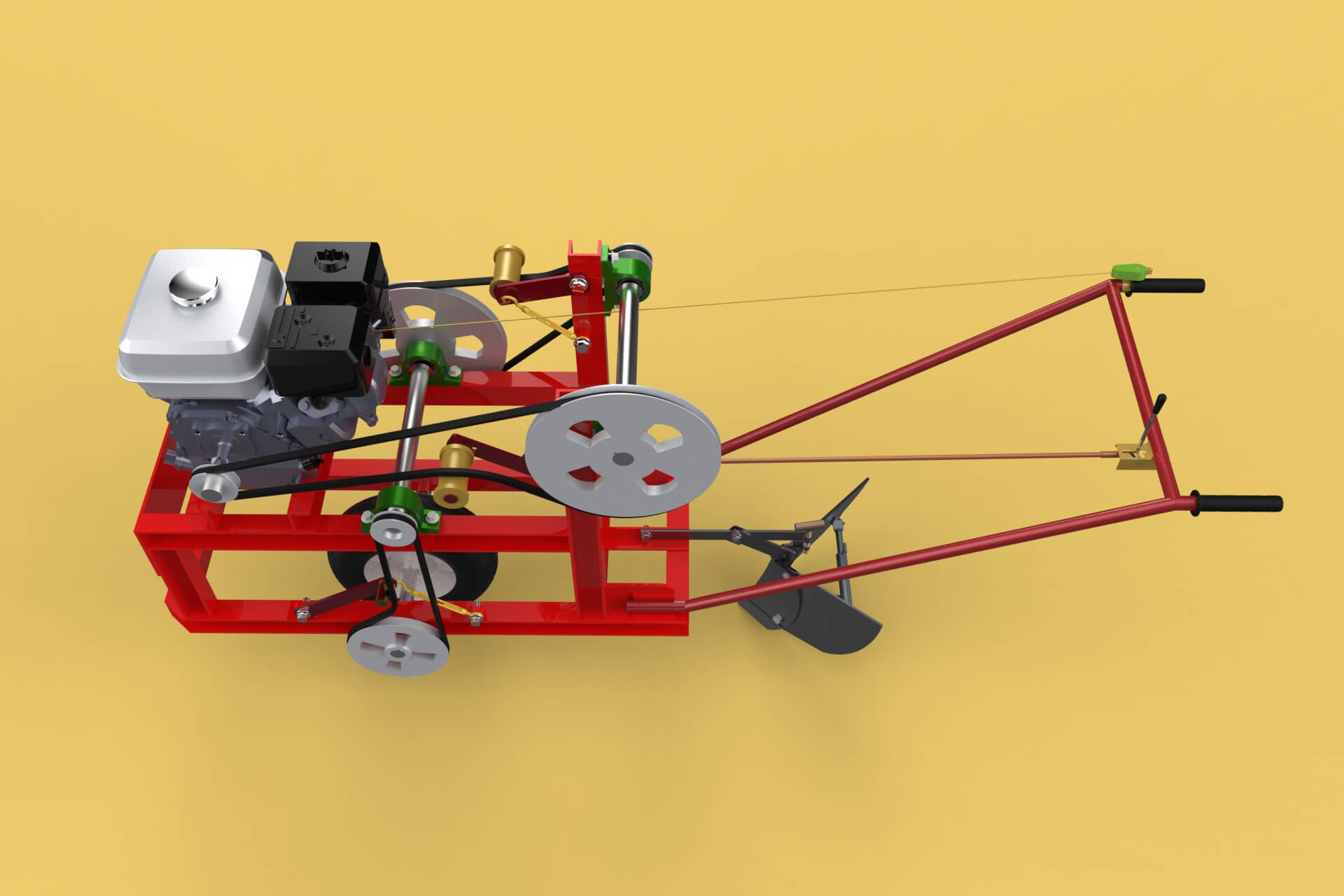 Hand Walking Behind Tractor Moldboard Plow Petrol Engine Diy - 3D Model ...