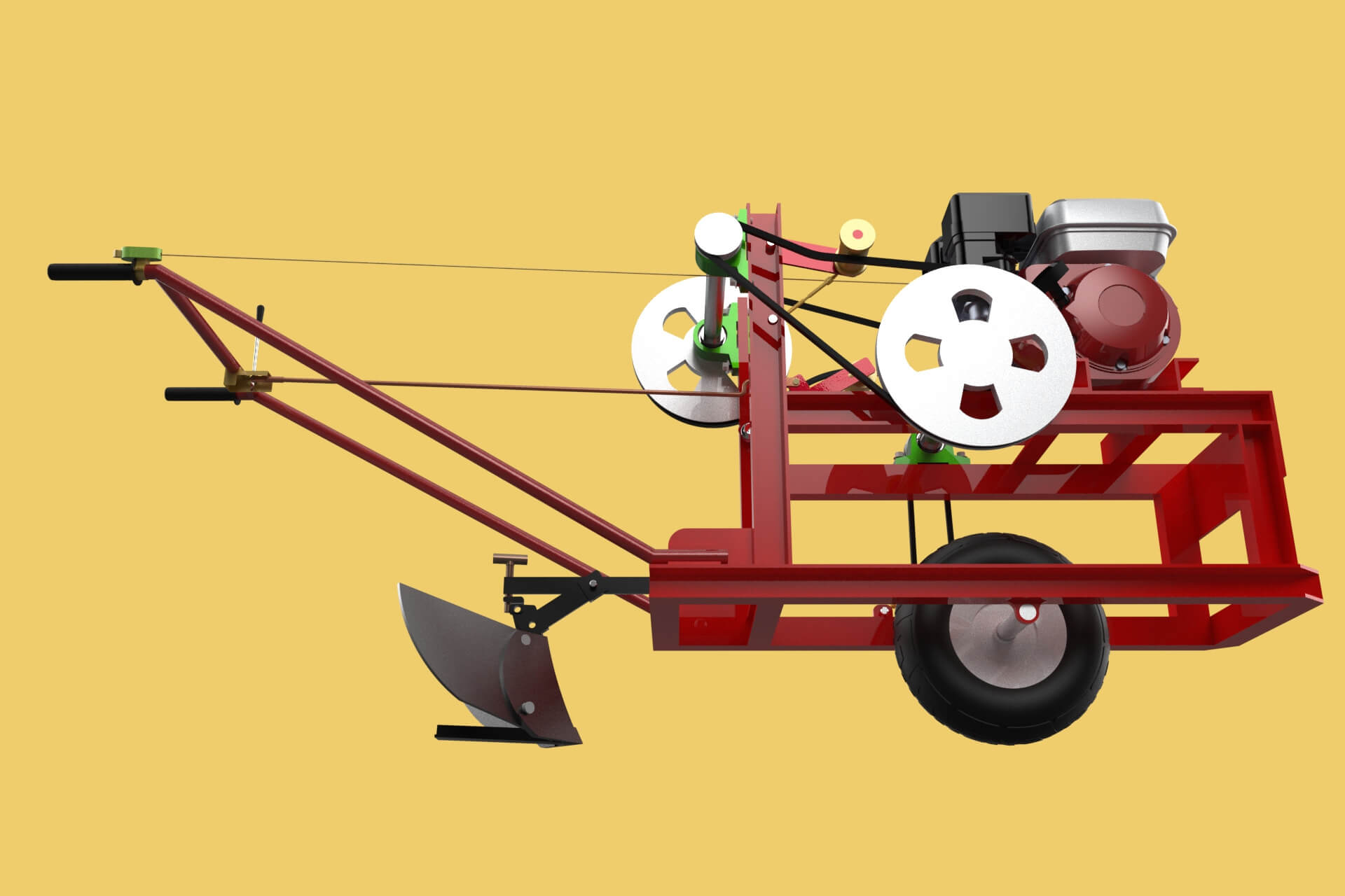 Hand Walking Behind Tractor Moldboard Plow Petrol Engine Diy - 3D Model ...