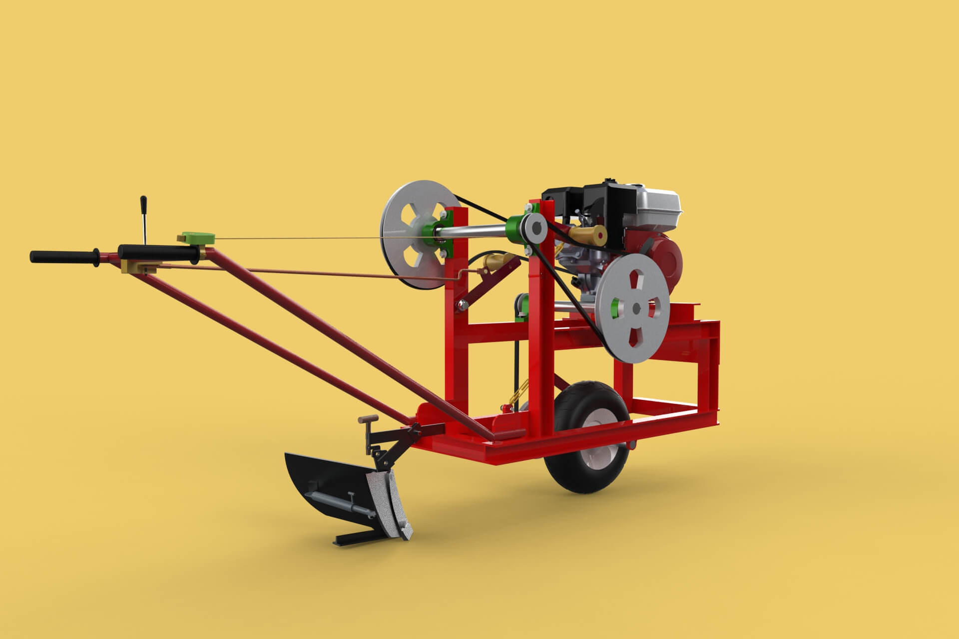 Hand Walking Behind Tractor Moldboard Plow Petrol Engine Diy - 3D Model ...