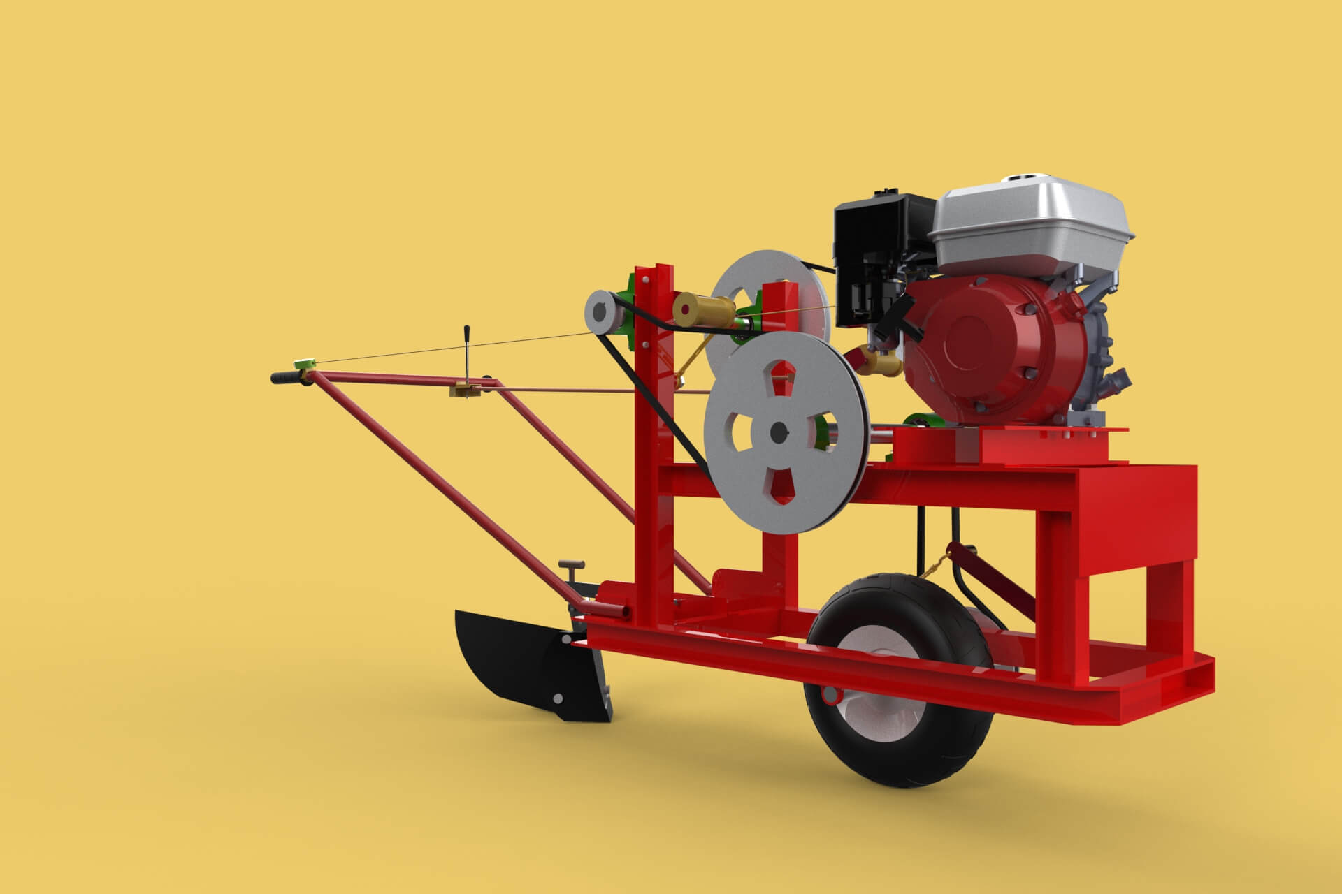Hand Walking Behind Tractor Moldboard Plow Petrol Engine Diy - 3D Model ...