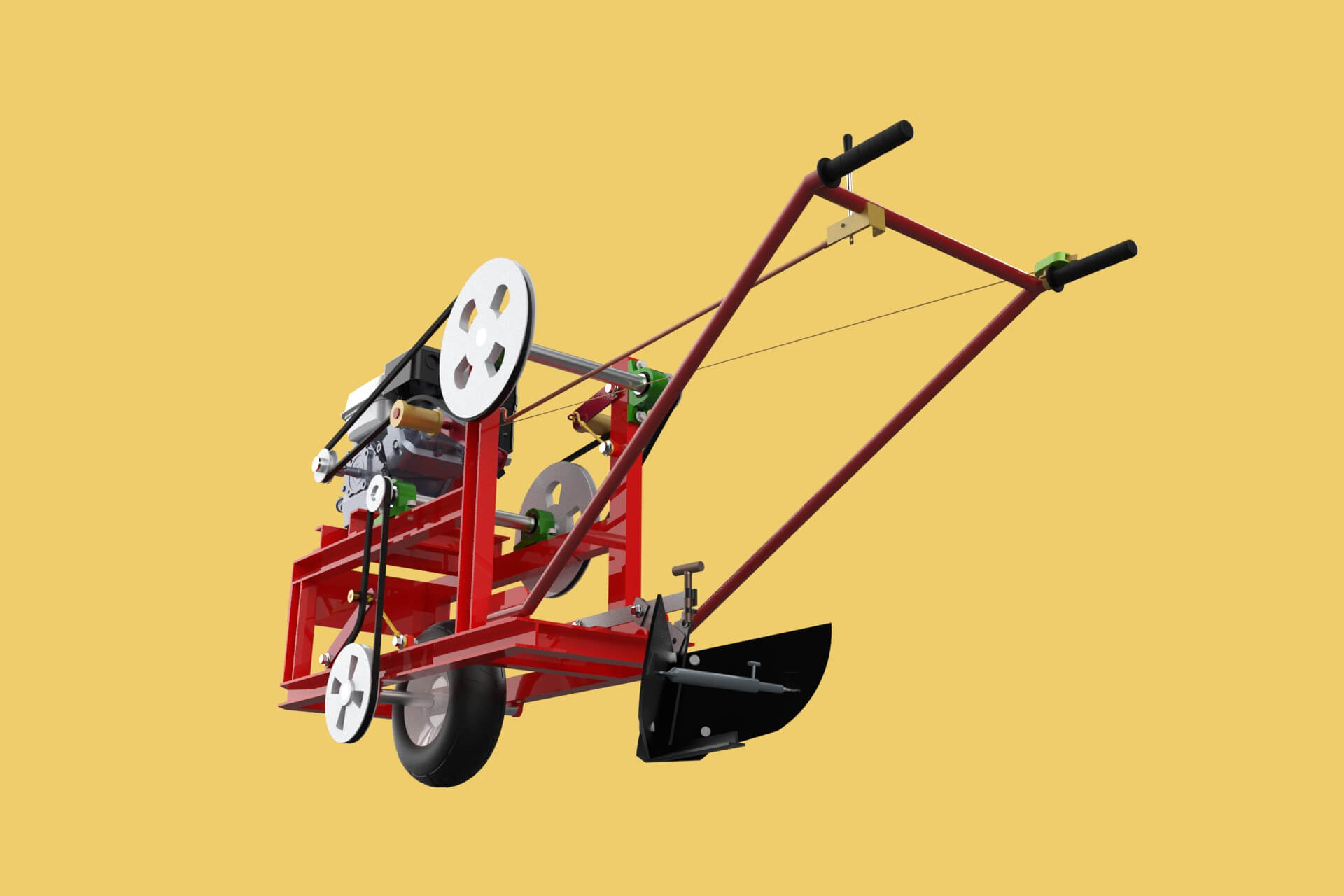 Hand Walking Behind Tractor Moldboard Plow Petrol Engine Diy - 3D Model ...