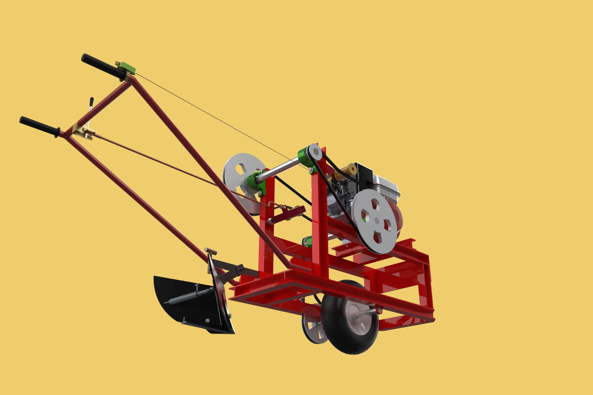 Hand Walking Behind Tractor Moldboard Plow Petrol Engine Diy - 3D Model ...