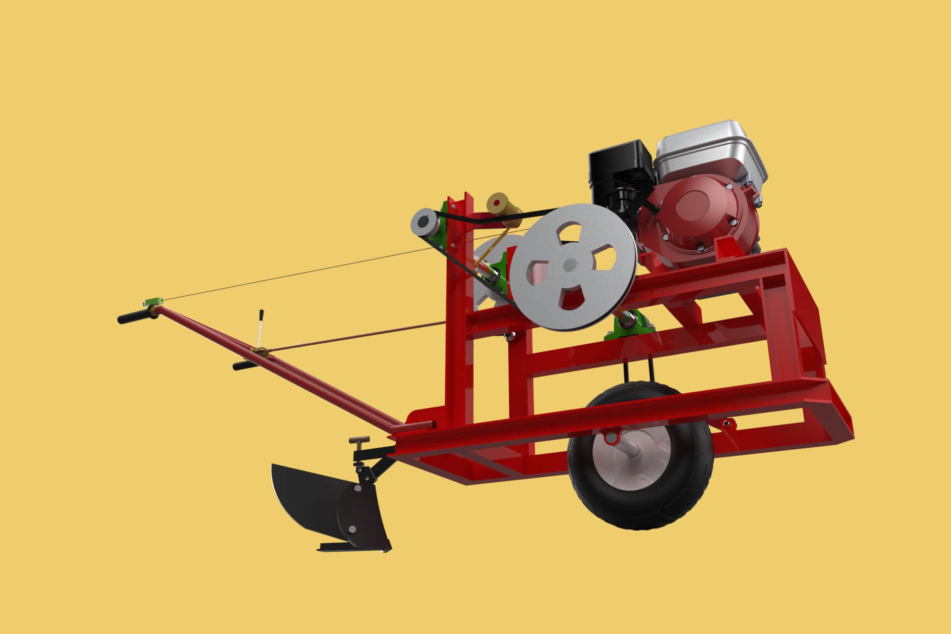 Hand Walking Behind Tractor Moldboard Plow Petrol Engine Diy - 3D Model ...