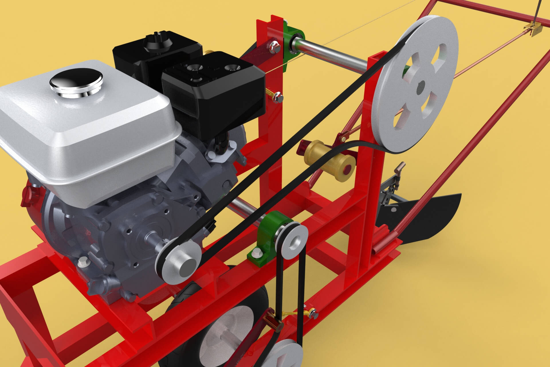 Hand Walking Behind Tractor Moldboard Plow Petrol Engine Diy - 3D Model ...