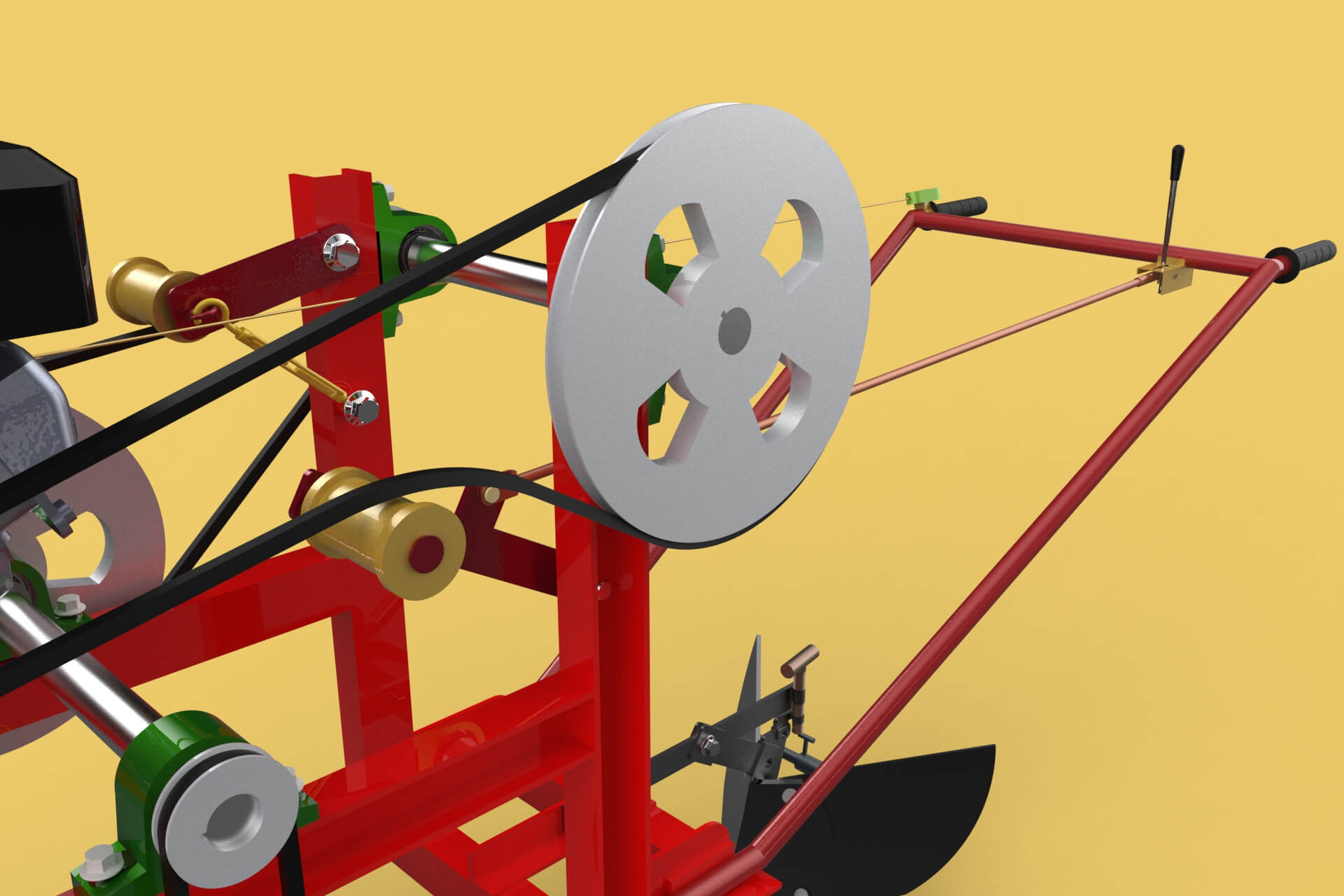 Hand Walking Behind Tractor Moldboard Plow Petrol Engine Diy - 3D Model ...