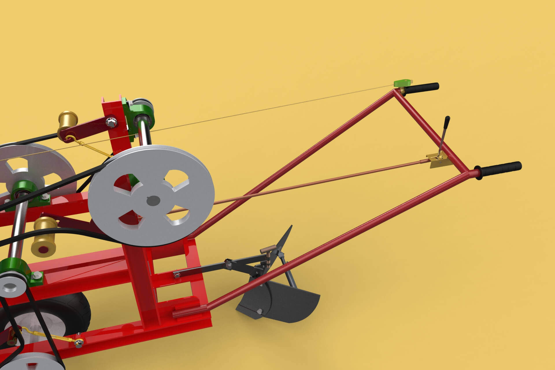 Hand Walking Behind Tractor Moldboard Plow Petrol Engine Diy - 3D Model ...