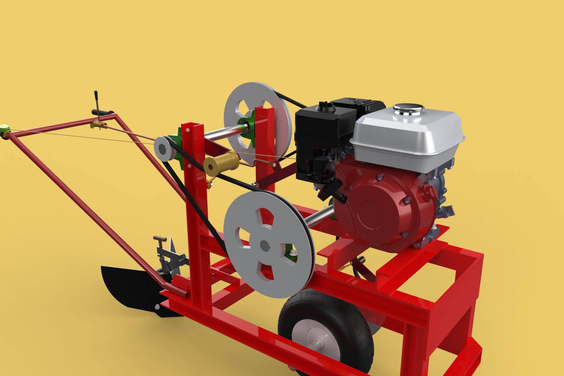 Hand Walking Behind Tractor Moldboard Plow Petrol Engine Diy - 3D Model ...