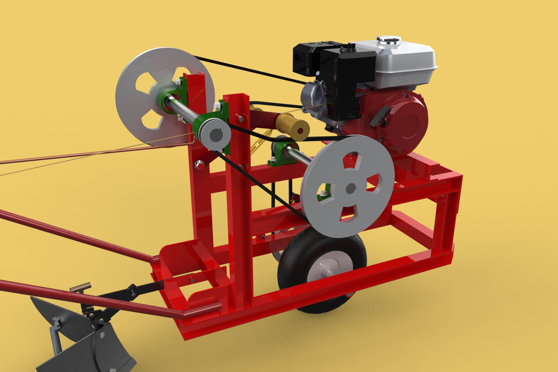 Hand Walking Behind Tractor Moldboard Plow Petrol Engine Diy - 3D Model ...