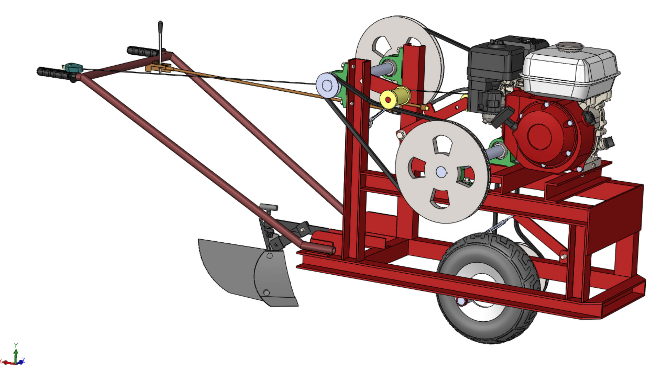 Hand Walking Behind Tractor Moldboard Plow Petrol Engine Diy - 3D Model ...