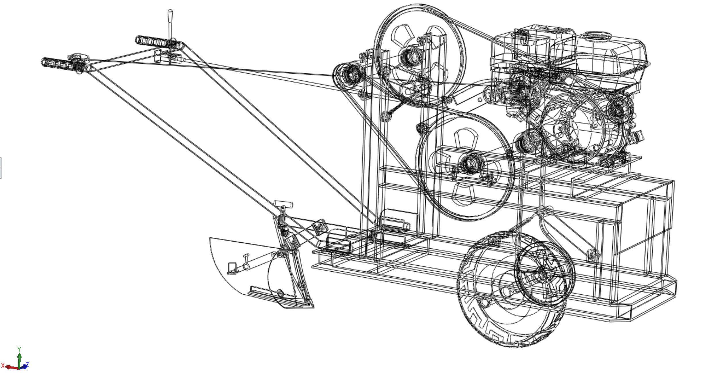 Hand Walking Behind Tractor Moldboard Plow Petrol Engine Diy - 3D Model ...