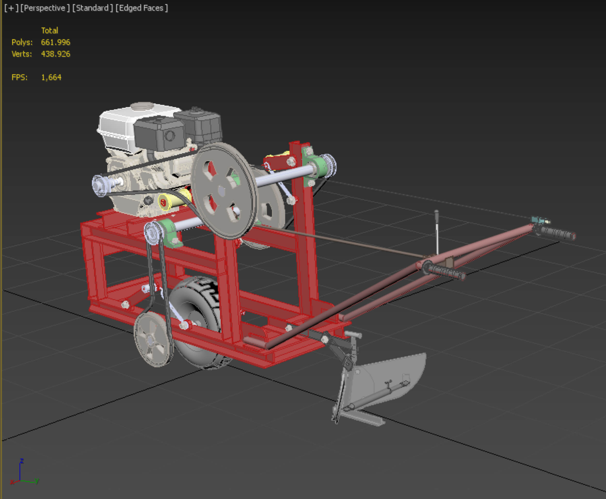 Hand Walking Behind Tractor Moldboard Plow Petrol Engine Diy - 3D Model ...