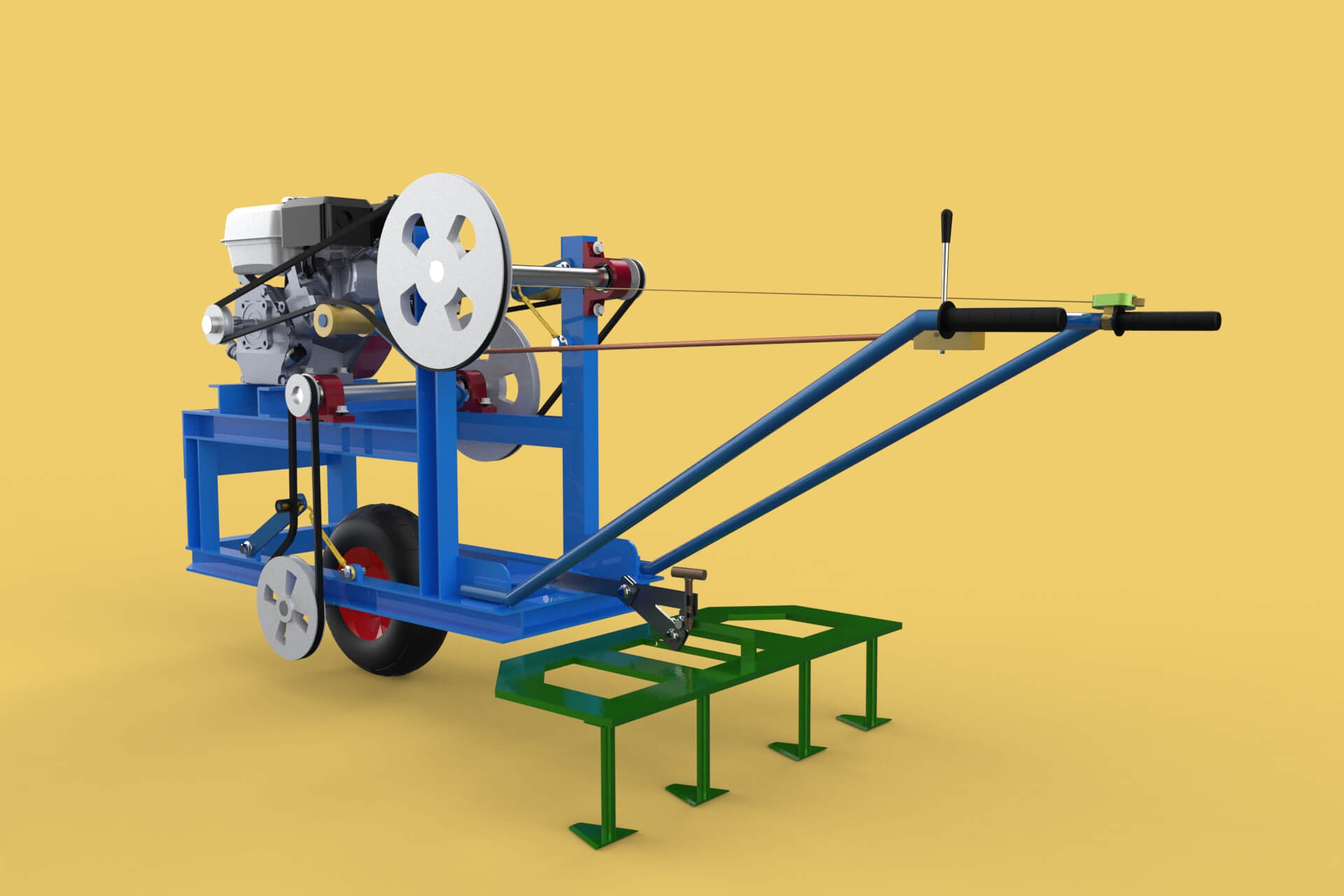 Hand Walking Behind Tractor Plow Petrol Engine Cart Homemade - 3D Model ...