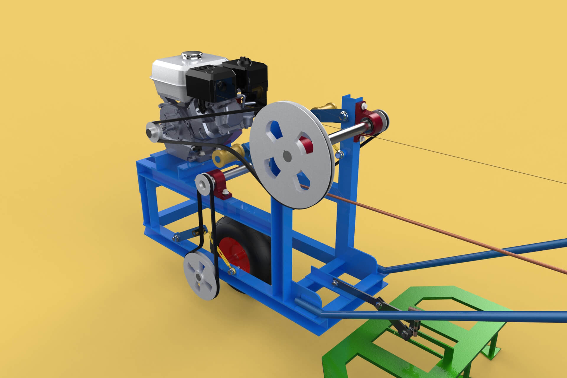 Hand Walking Behind Tractor Plow Petrol Engine Cart Homemade - 3D Model ...
