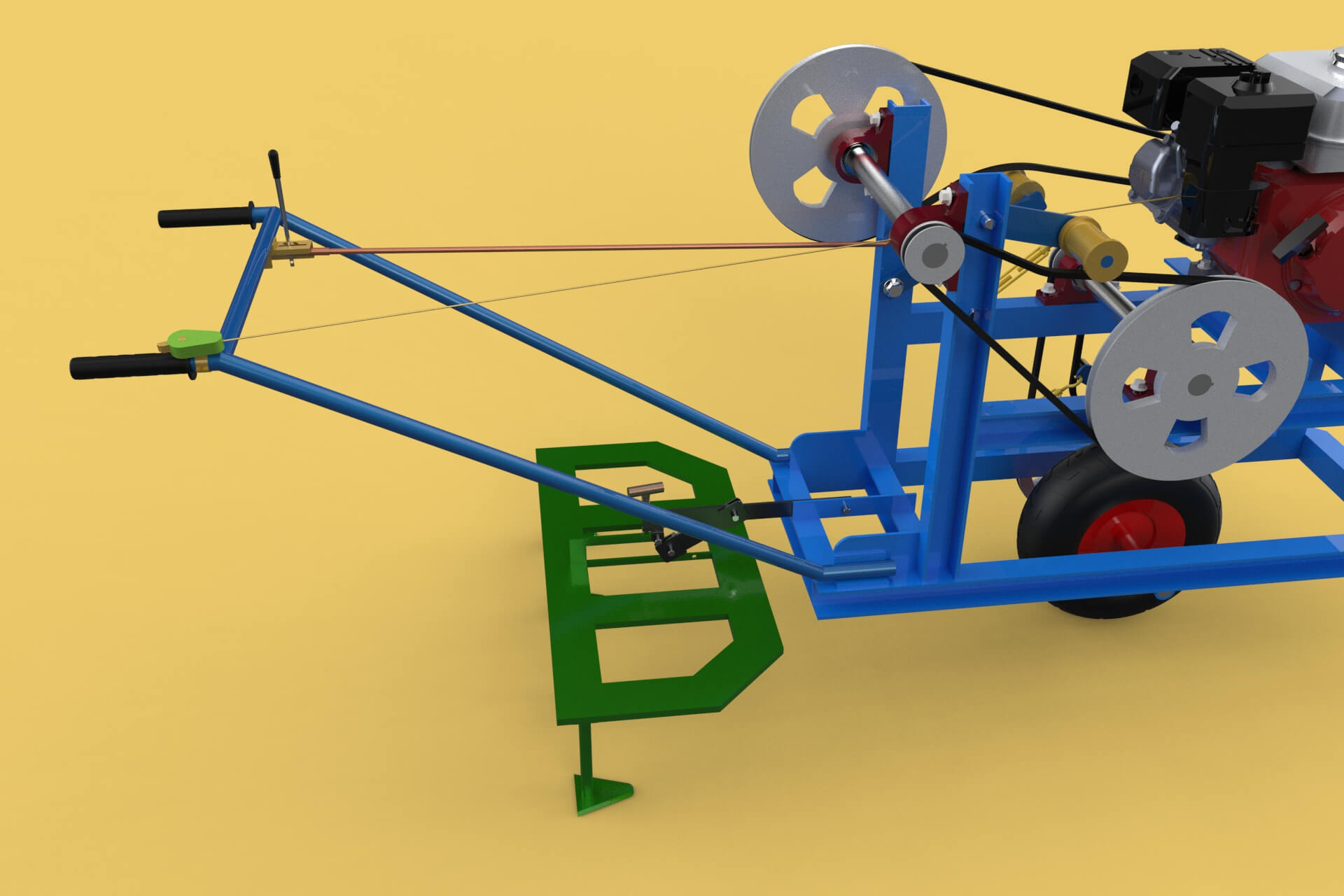 Hand Walking Behind Tractor Plow Petrol Engine Cart Homemade - 3D Model ...