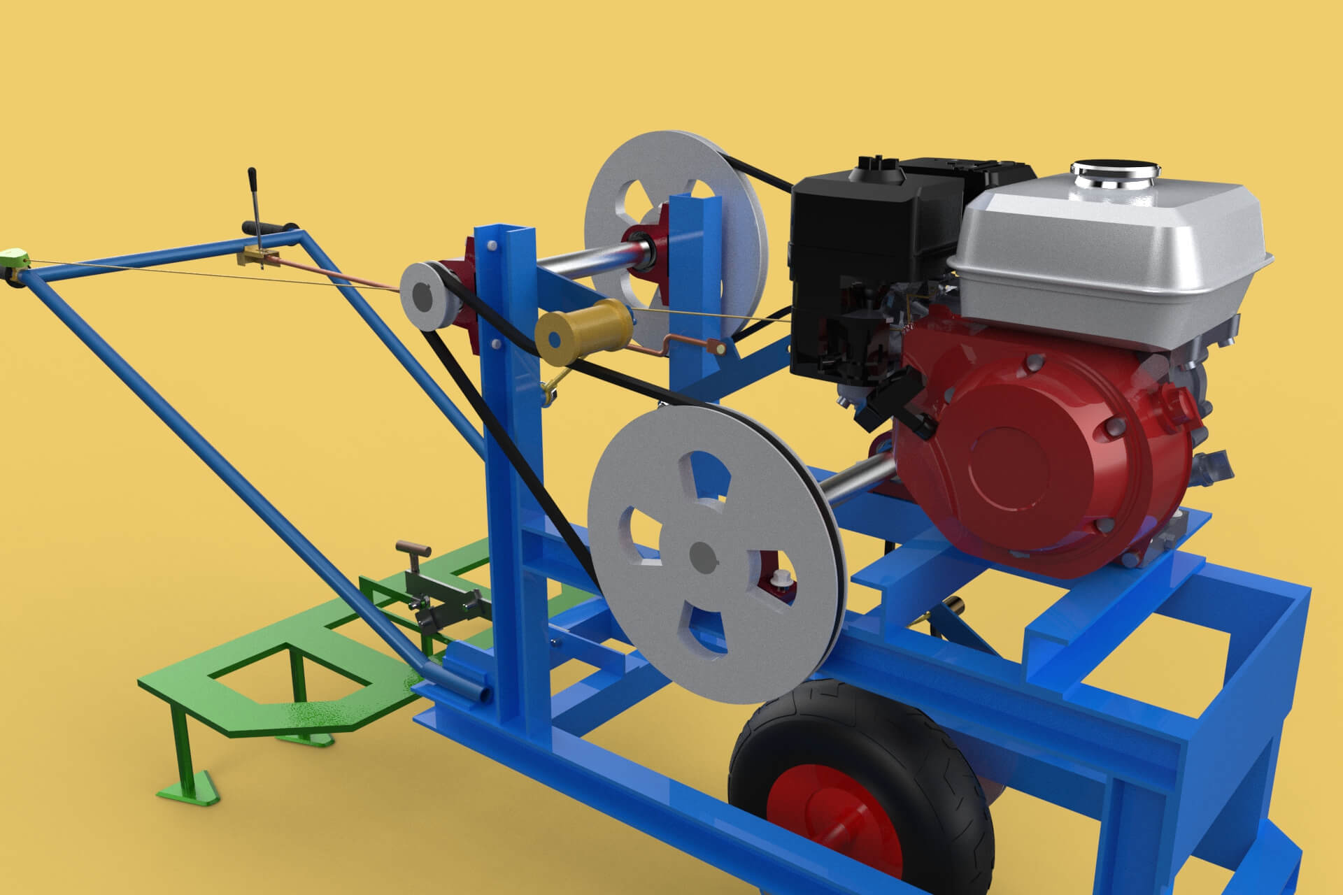 Hand Walking Behind Tractor Plow Petrol Engine Cart Homemade - 3D Model ...