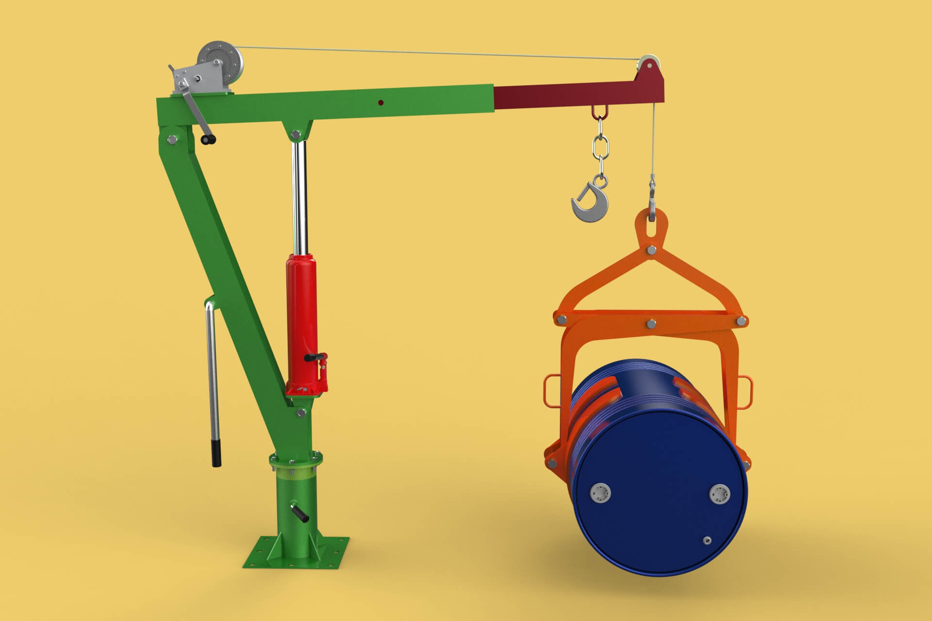 Hand Winch Crane Hoist Drum Barrel Lifter Lifting Clamp Grab - 3D Model ...
