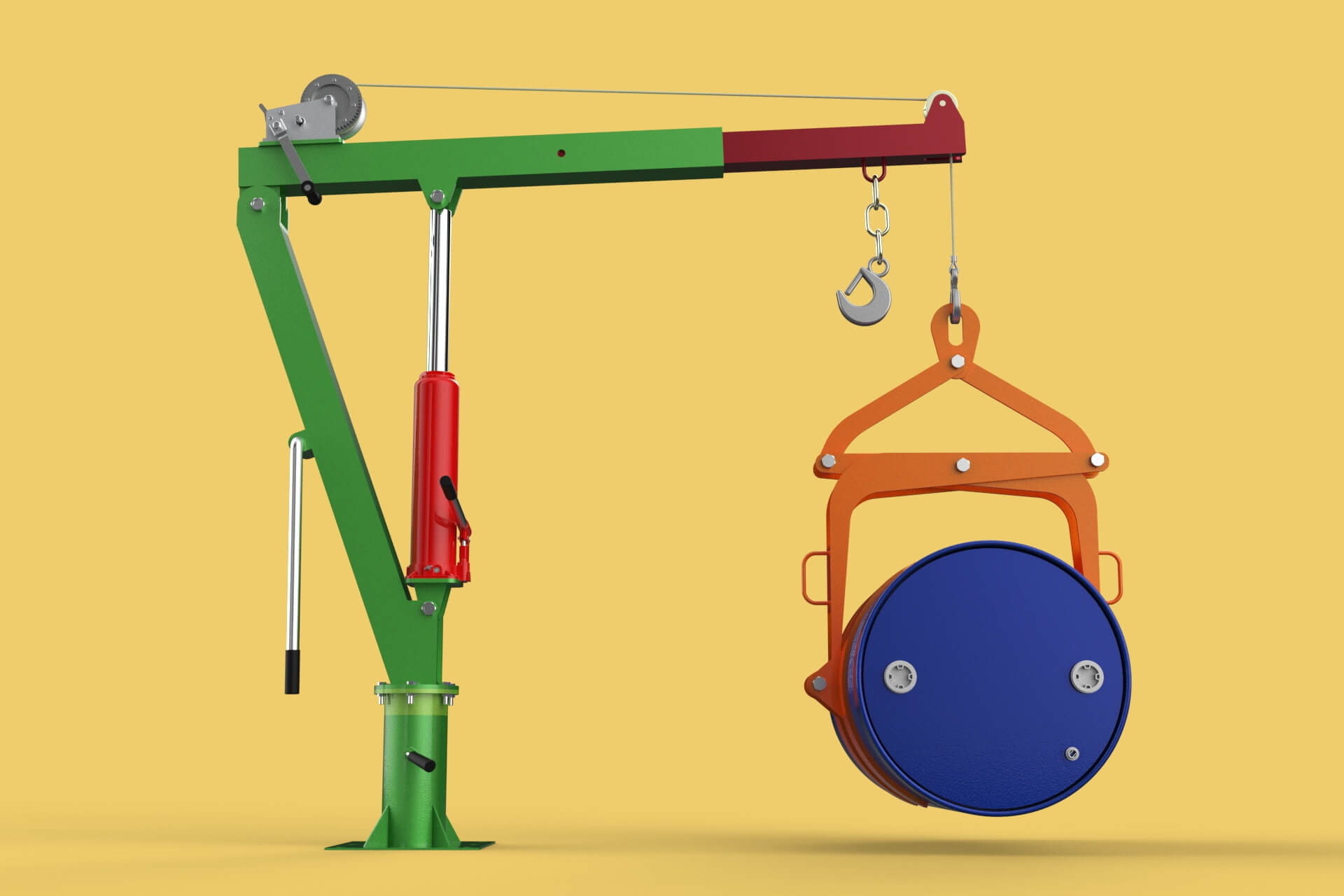 Hand Winch Crane Hoist Drum Barrel Lifter Lifting Clamp Grab - 3D Model ...