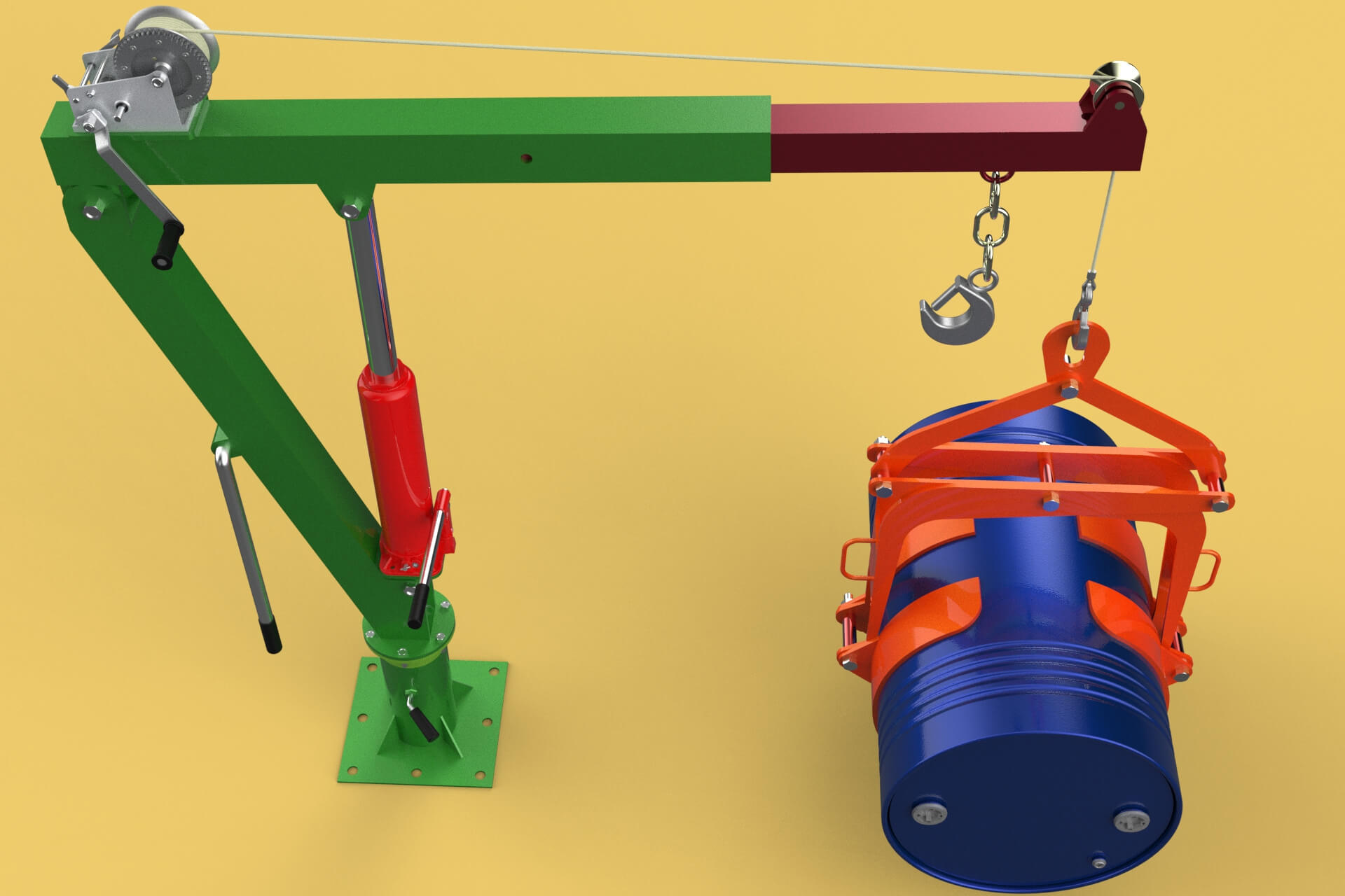 Hand Winch Crane Hoist Drum Barrel Lifter Lifting Clamp Grab - 3D Model ...