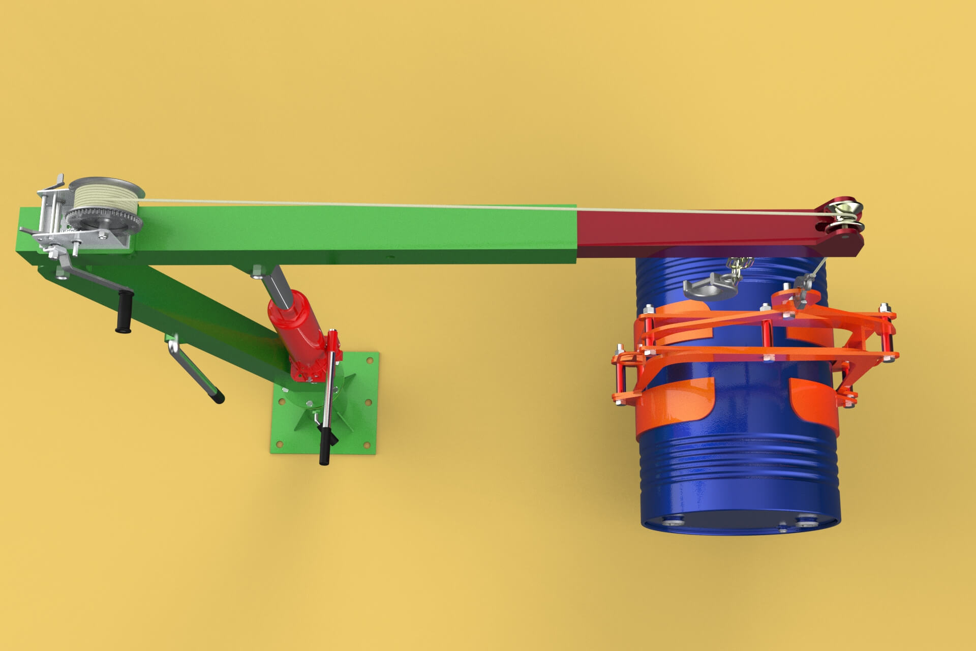 Hand Winch Crane Hoist Drum Barrel Lifter Lifting Clamp Grab - 3D Model ...