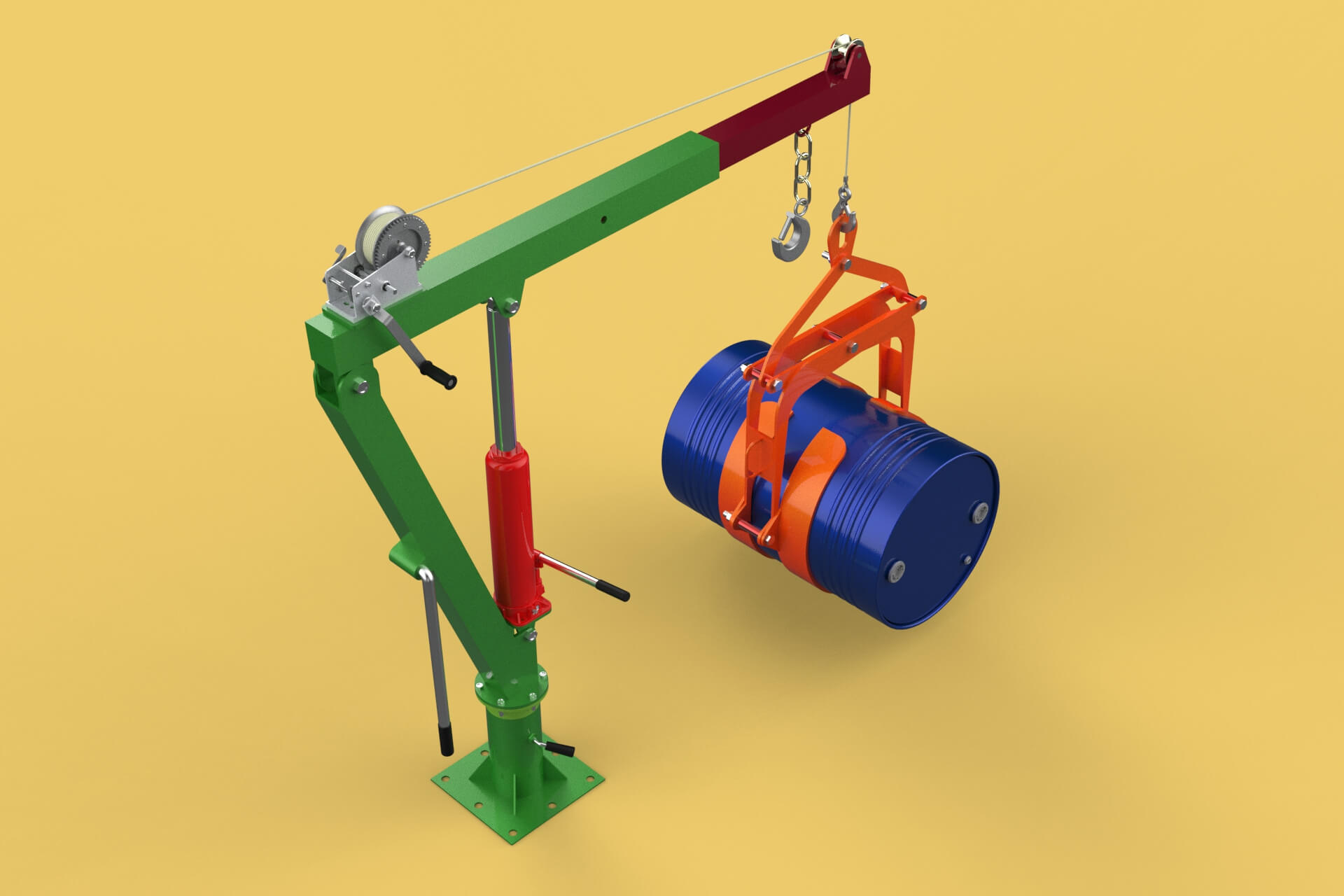 Hand Winch Crane Hoist Drum Barrel Lifter Lifting Clamp Grab - 3D Model ...