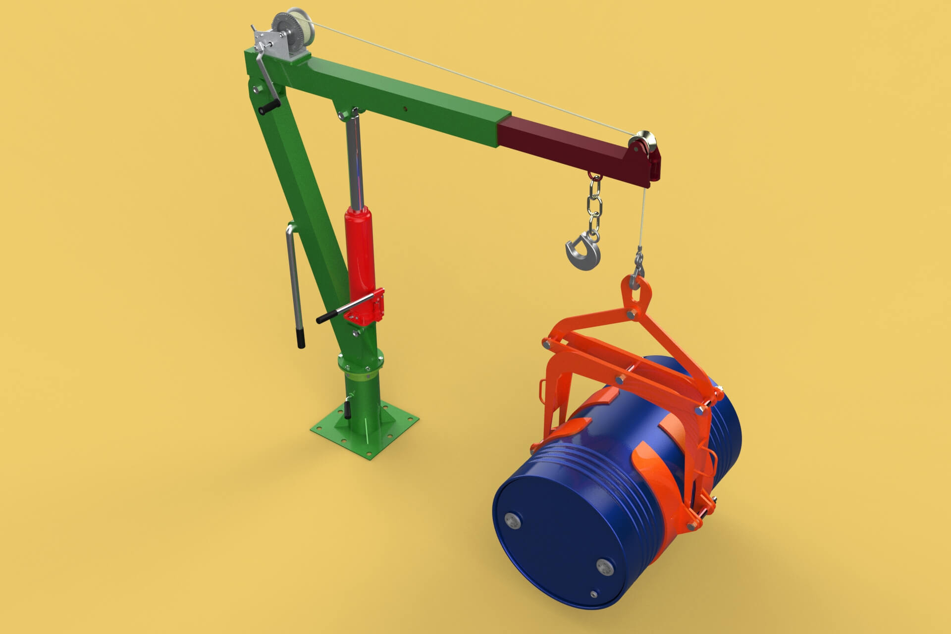 Hand Winch Crane Hoist Drum Barrel Lifter Lifting Clamp Grab - 3D Model ...