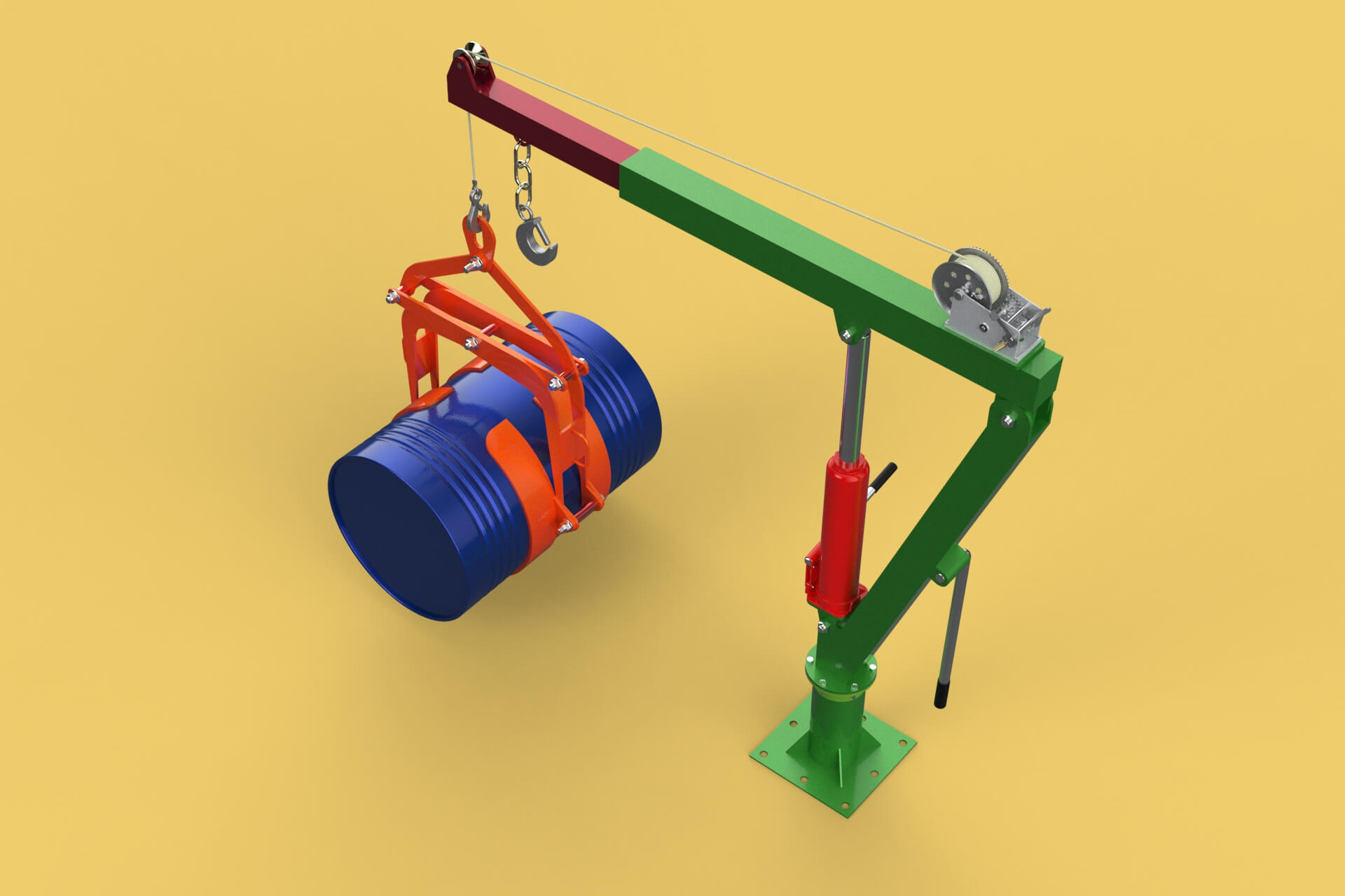 Hand Winch Crane Hoist Drum Barrel Lifter Lifting Clamp Grab - 3D Model ...