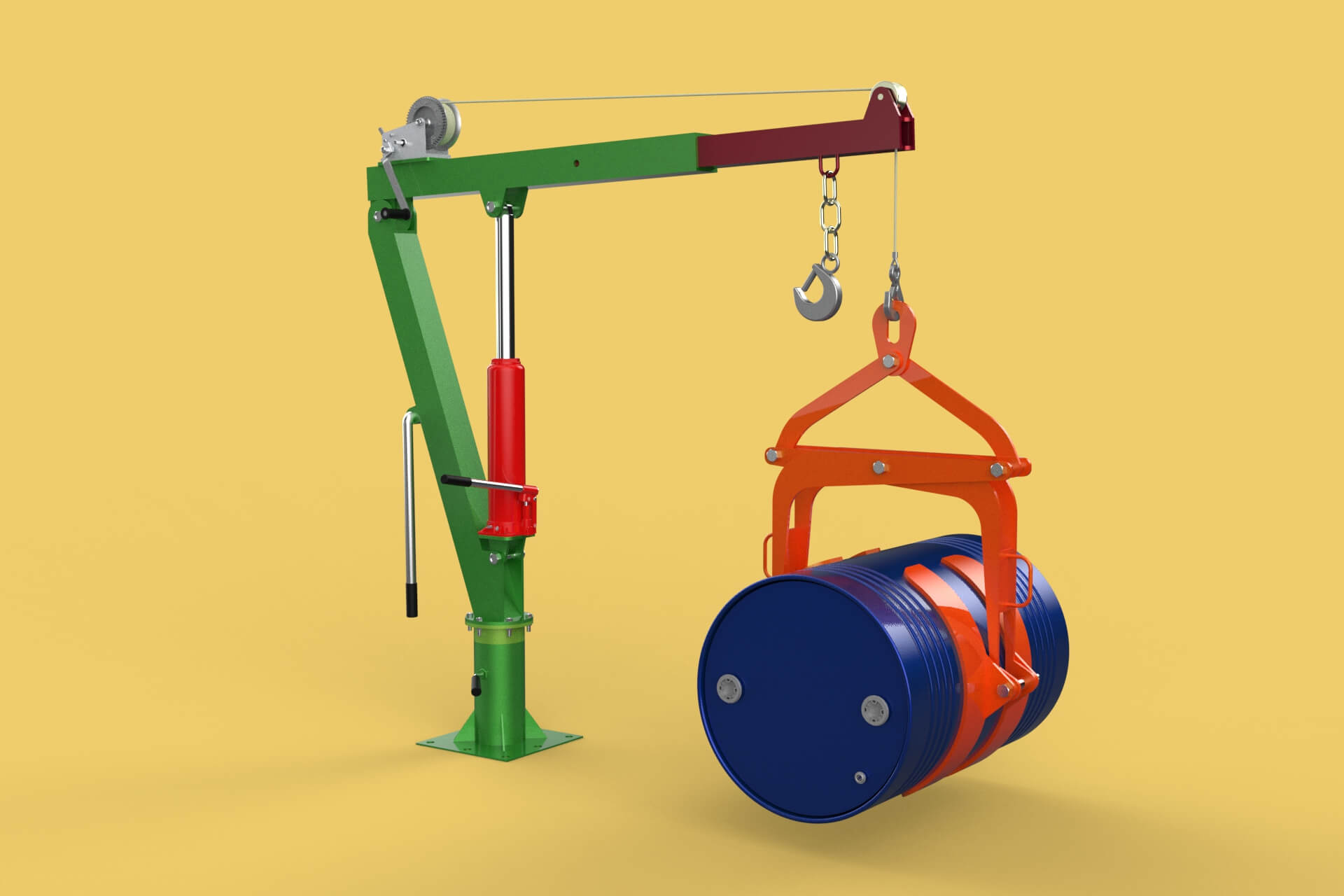 Hand Winch Crane Hoist Drum Barrel Lifter Lifting Clamp Grab - 3D Model ...