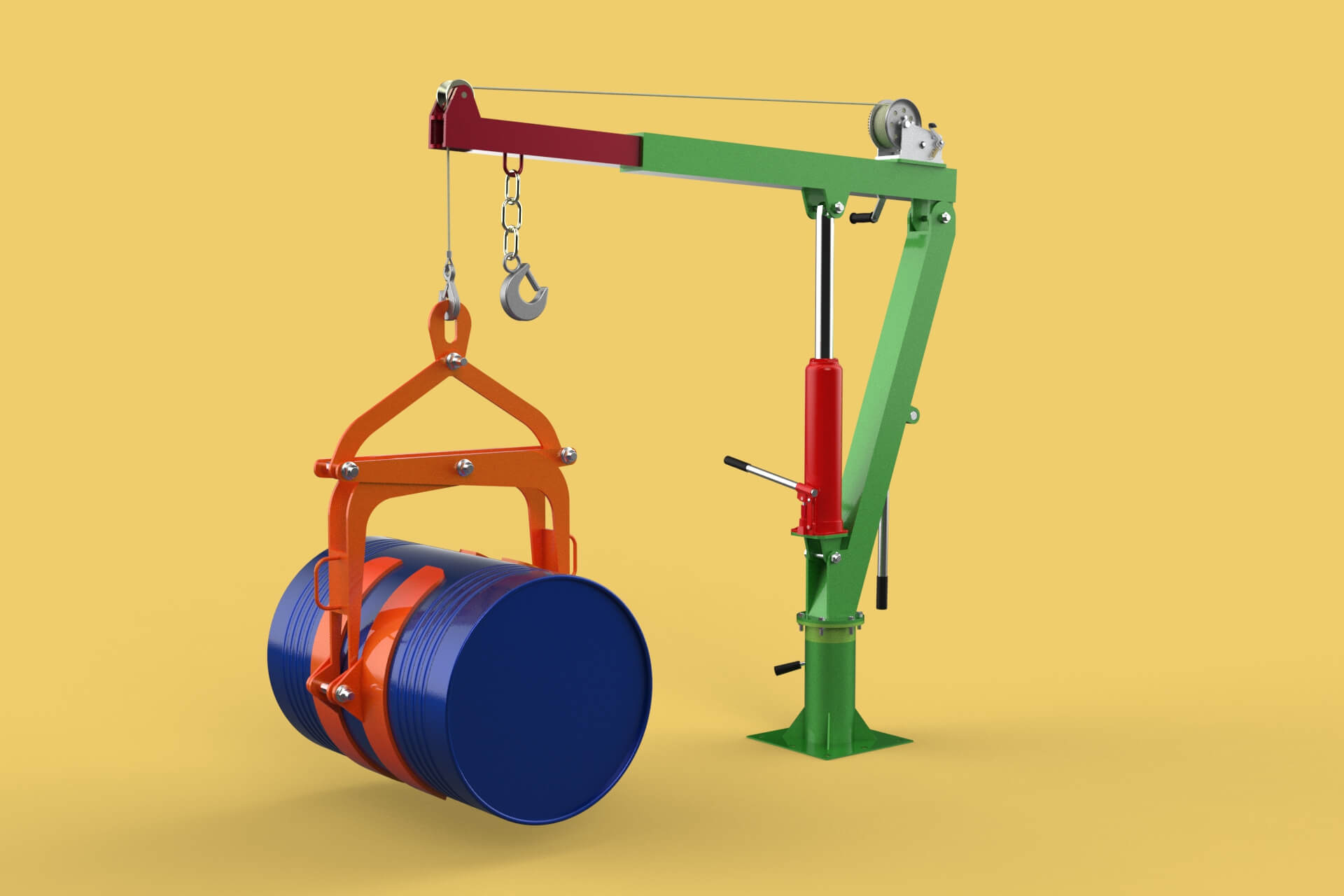 Hand Winch Crane Hoist Drum Barrel Lifter Lifting Clamp Grab - 3D Model ...