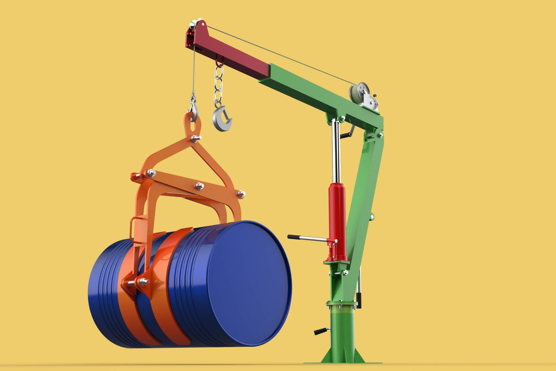 Hand Winch Crane Hoist Drum Barrel Lifter Lifting Clamp Grab - 3D Model ...