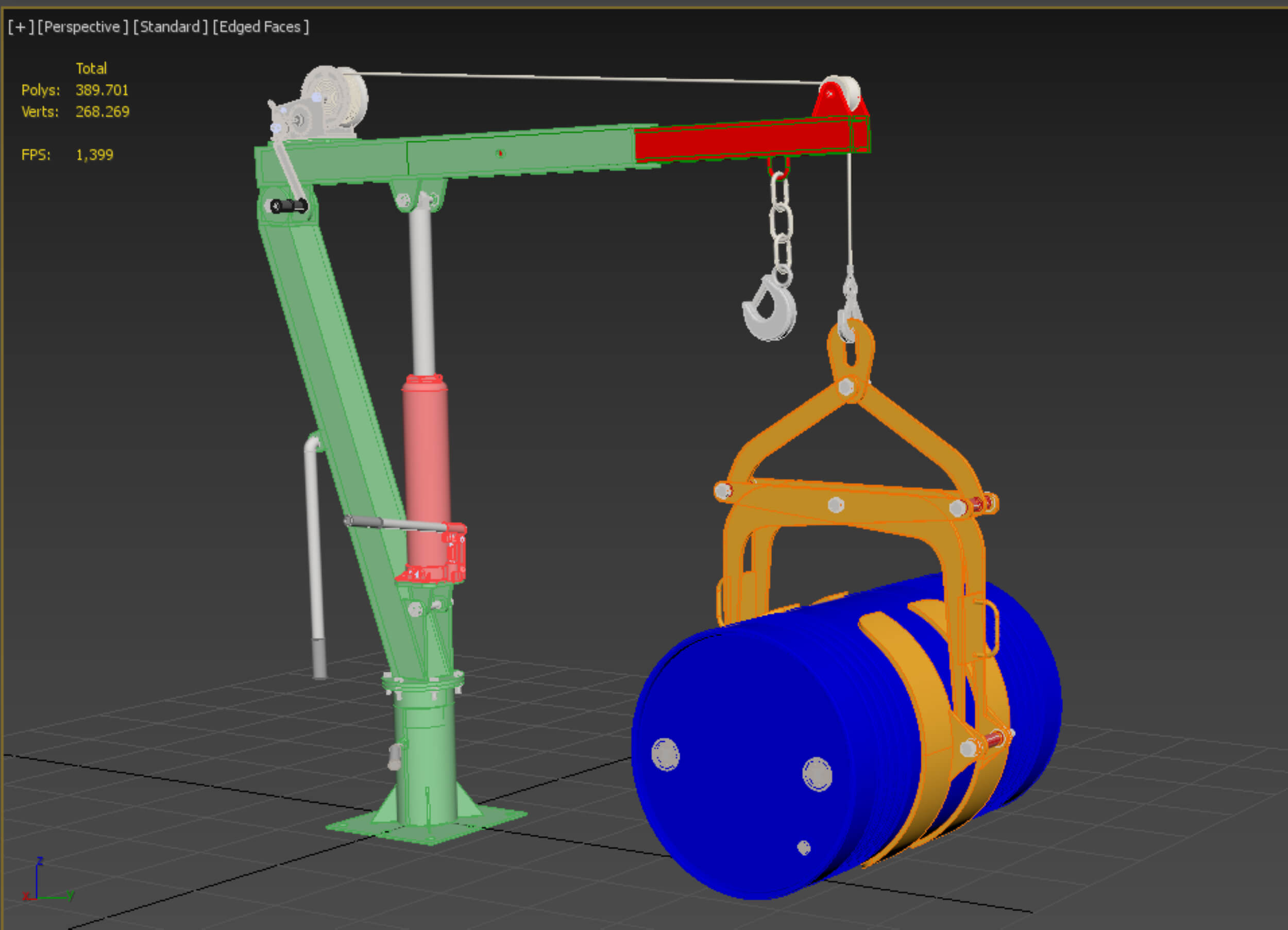 Hand Winch Crane Hoist Drum Barrel Lifter Lifting Clamp Grab - 3D Model ...