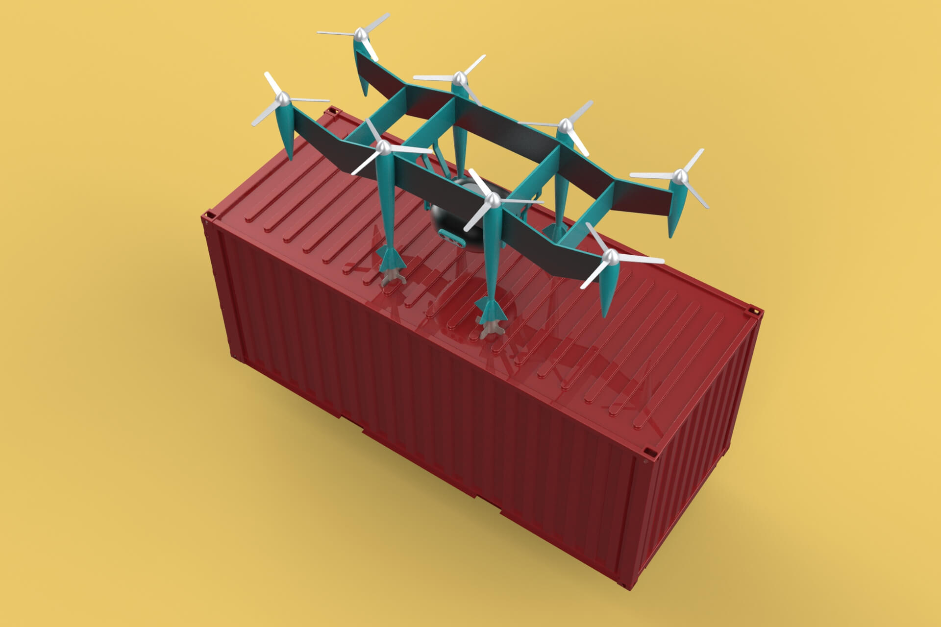 Heavy Drone Delivery Air Cargo Container Carry Shipping Box - 3D Model ...