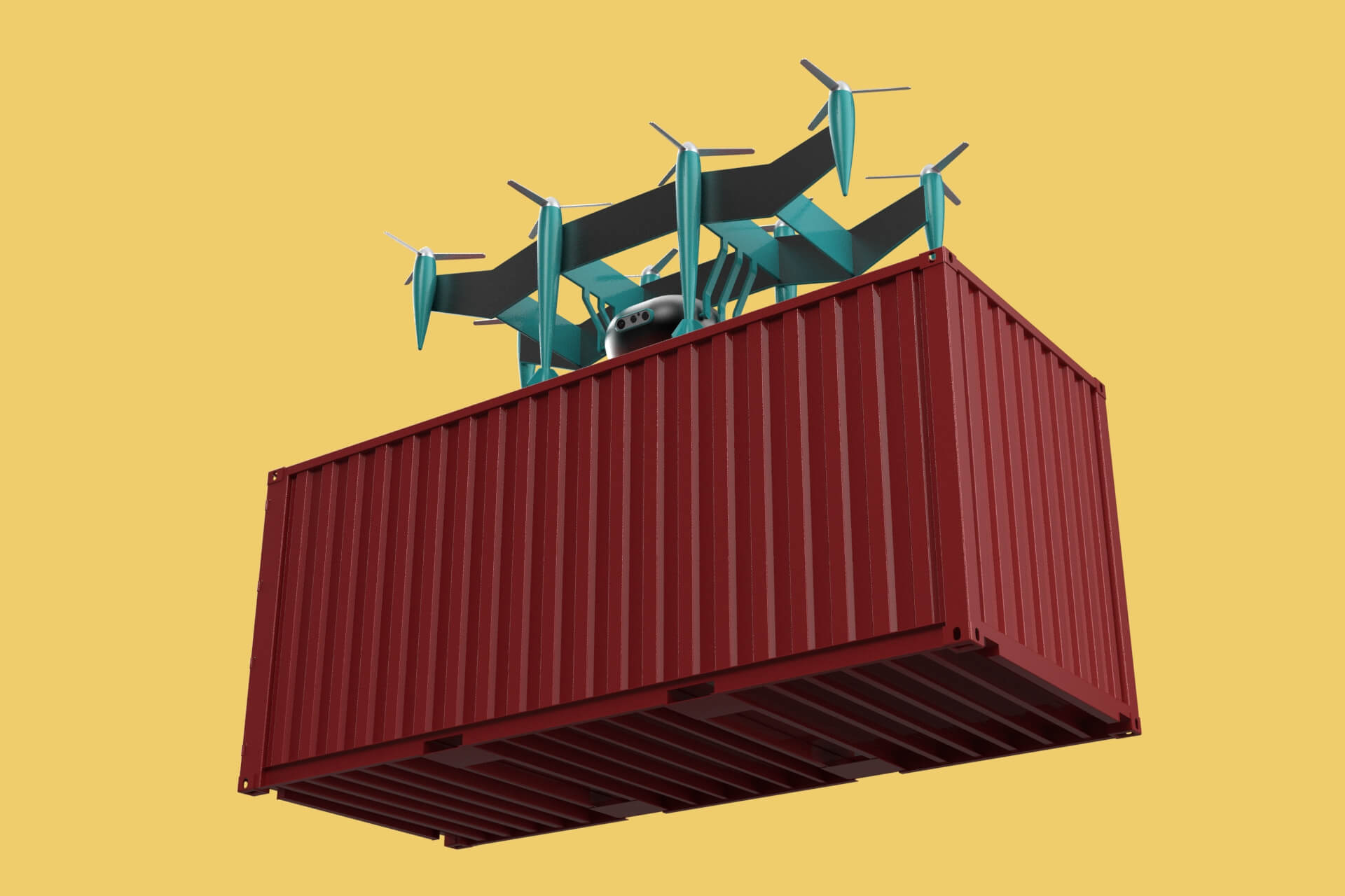 Heavy Drone Delivery Air Cargo Container Carry Shipping Box - 3D Model ...