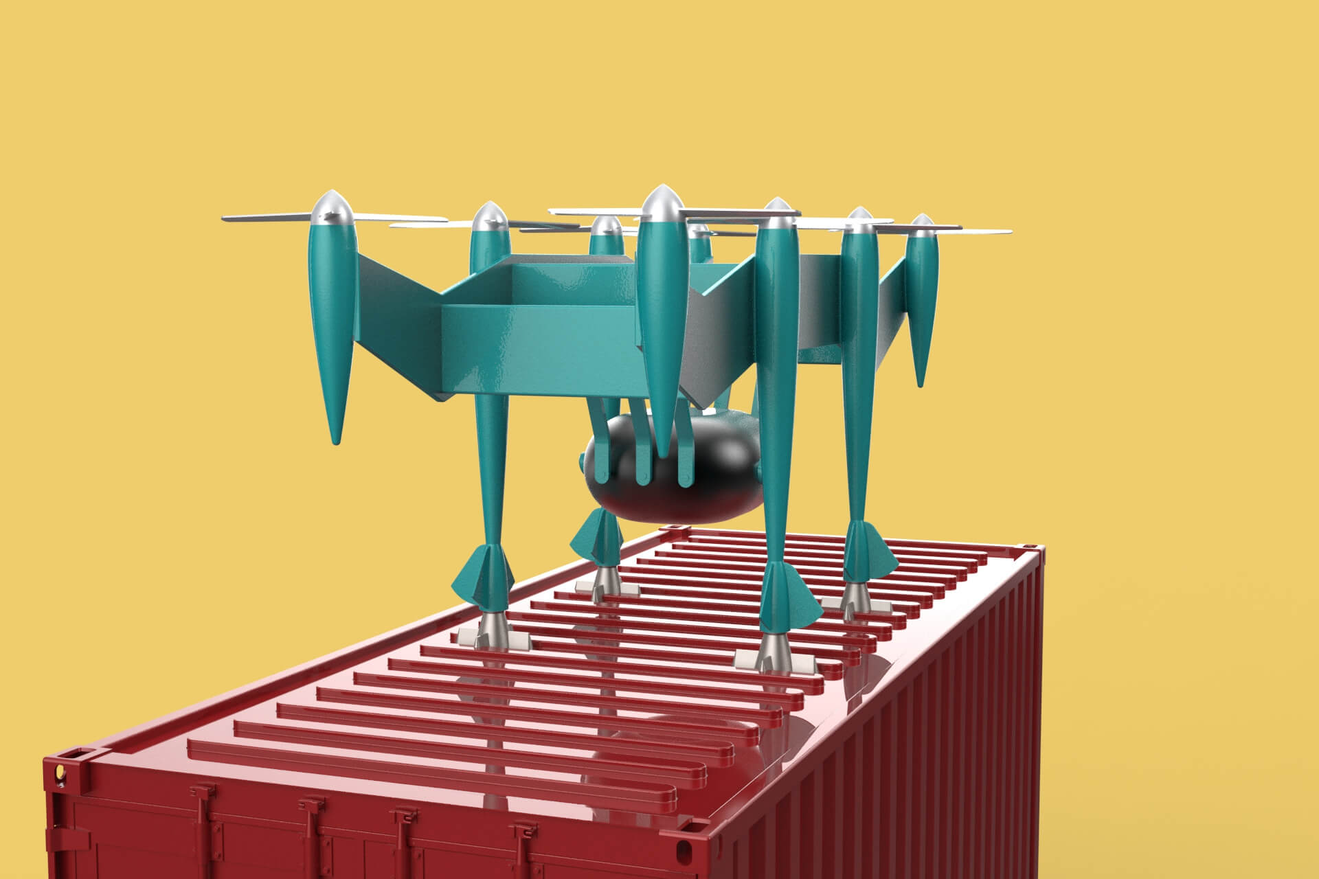 Heavy Drone Delivery Air Cargo Container Carry Shipping Box - 3D Model ...